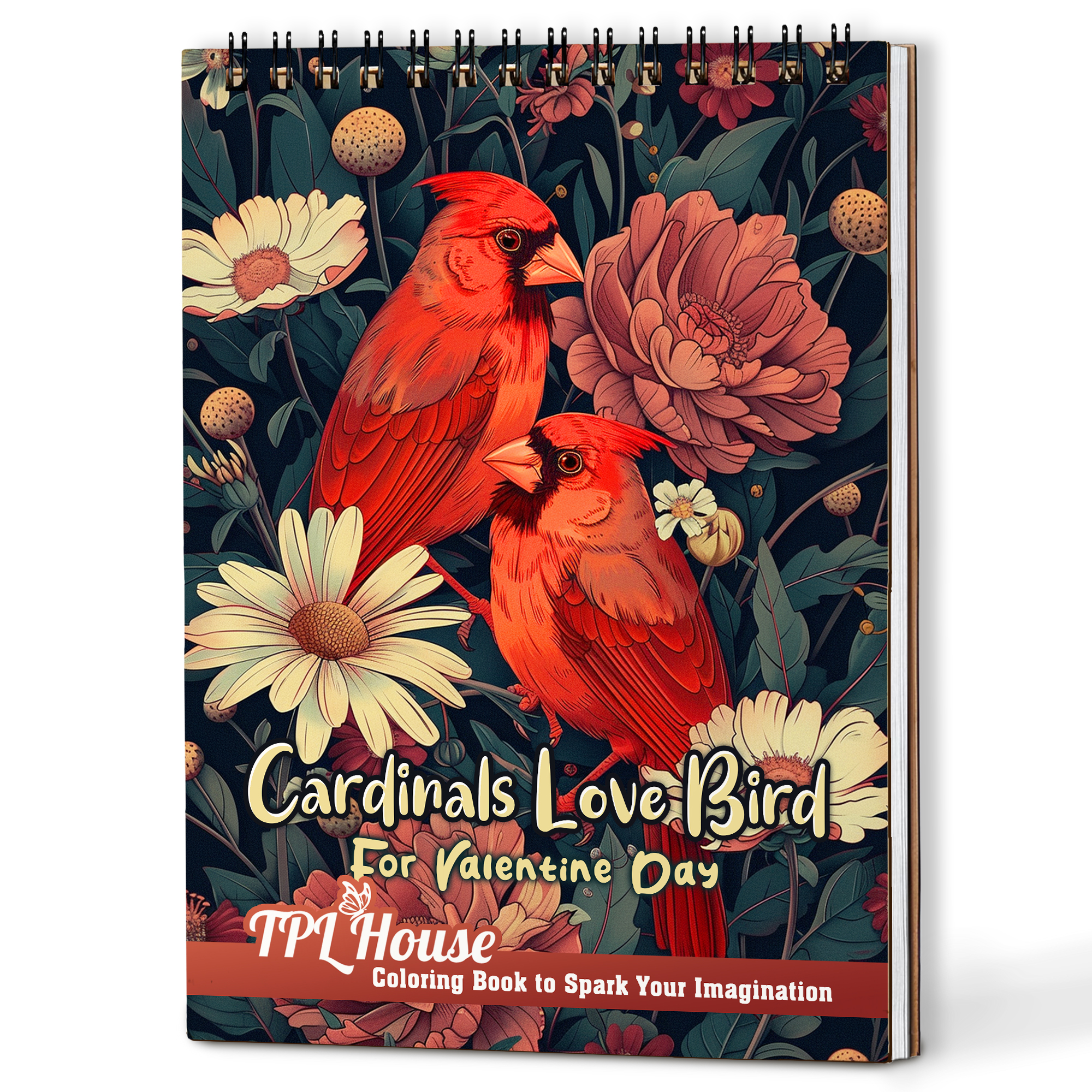 TPLHOUSE Cardinals Love Bird Coloring Book Spiral Bound for Valentine ...