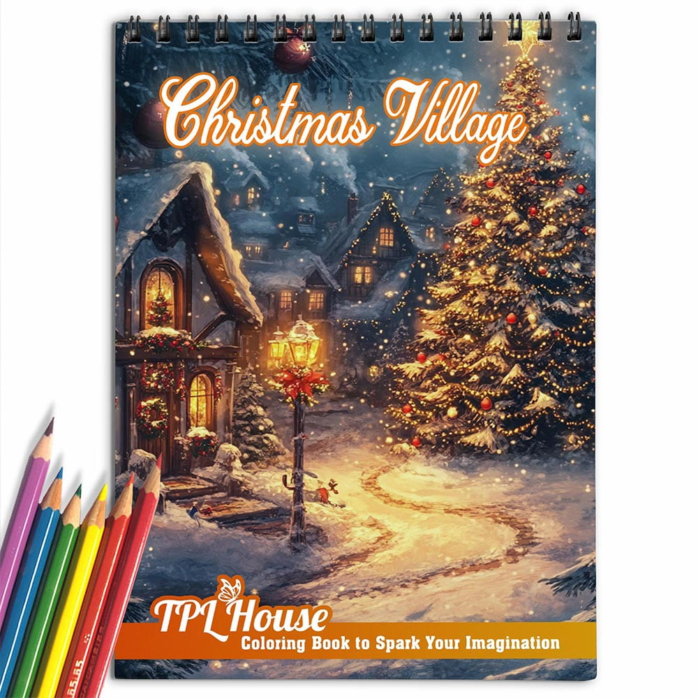 TPLHOUSE Christmas Village Coloring Book Spiral Bound for Adult ...