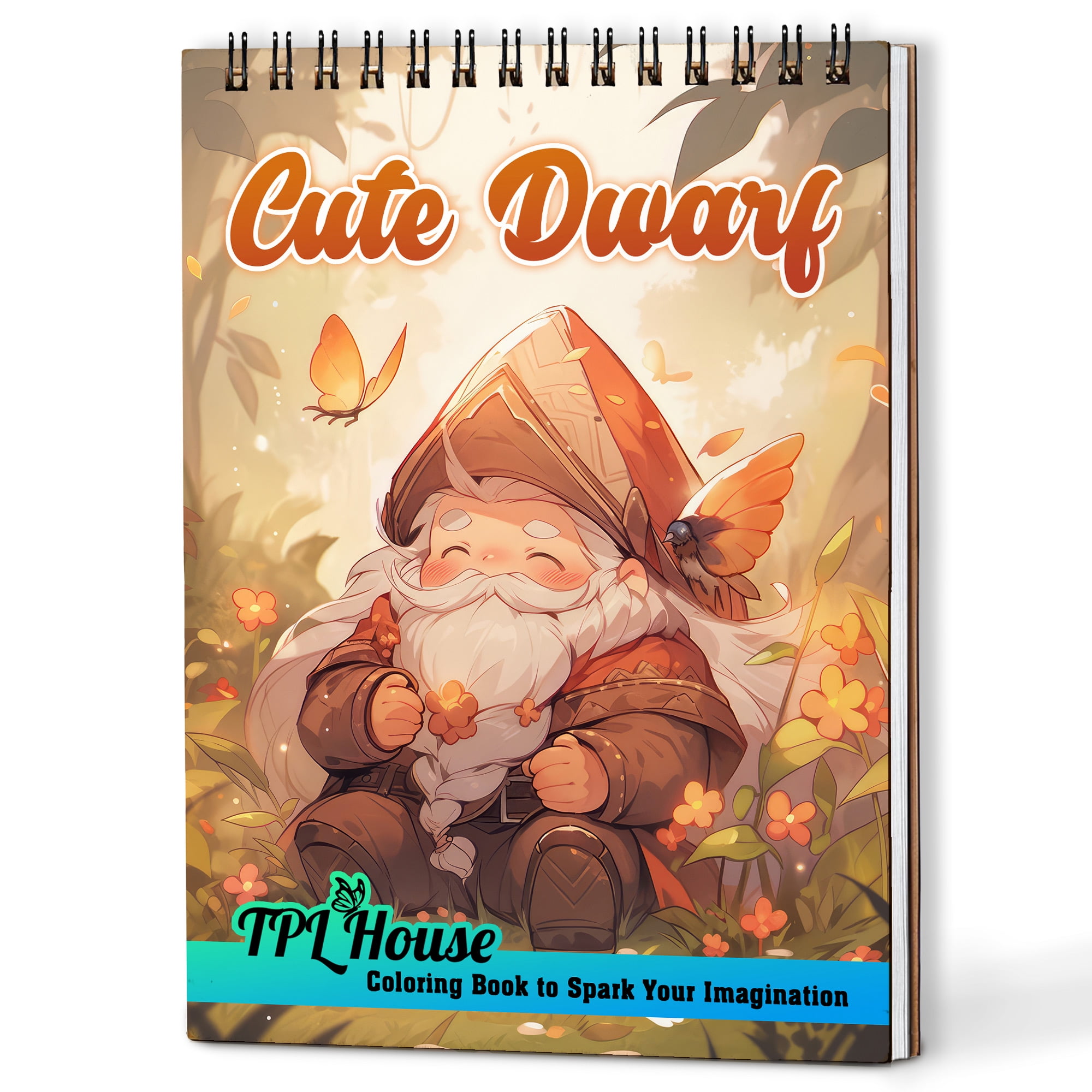 TPLHOUSE Cute Dwarf Coloring Book Spiral Bound for Adults, A5 Wooden ...