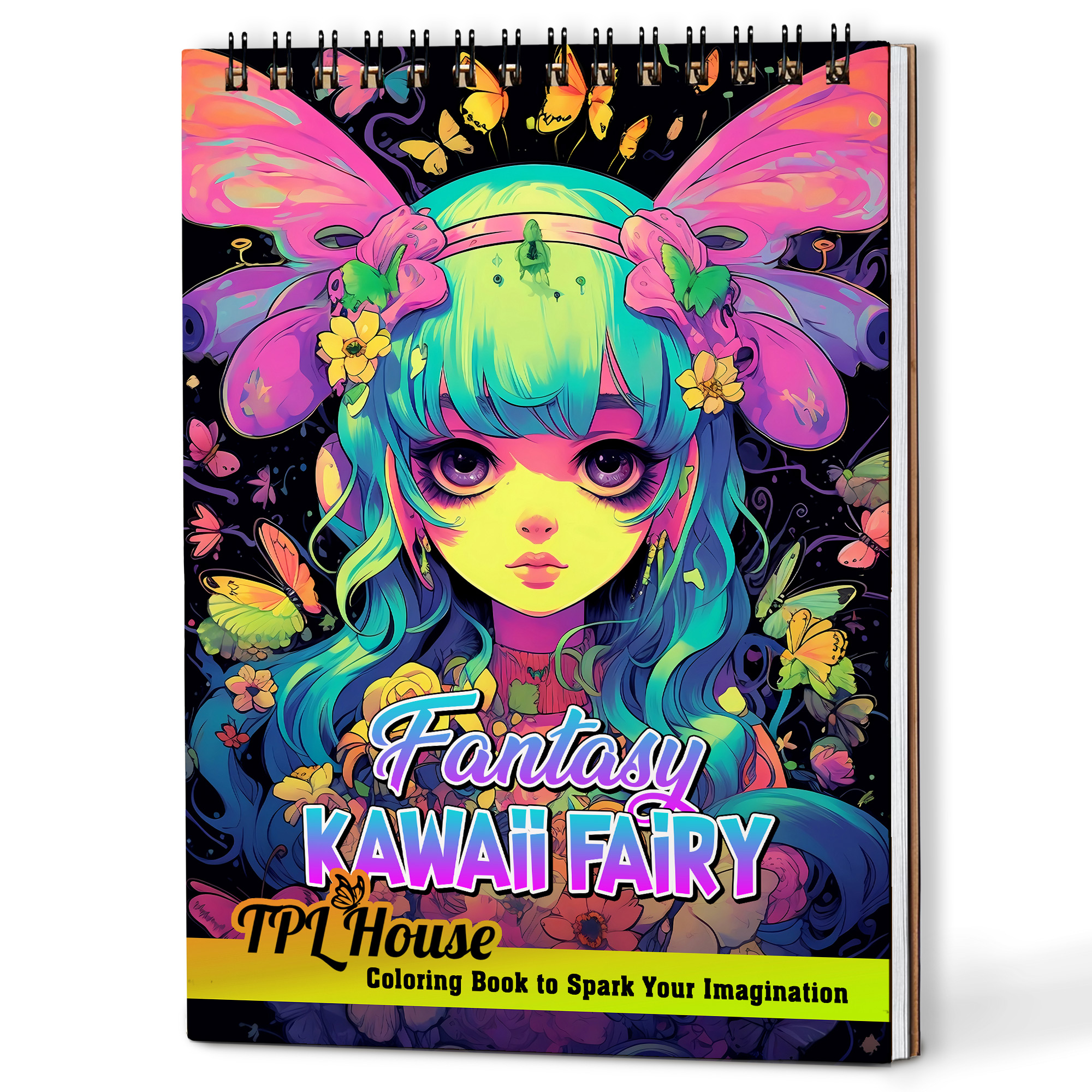 TPLHOUSE Fantasy Kawaii Fairy Coloring Book Spiral Bound for Adults, A5 ...