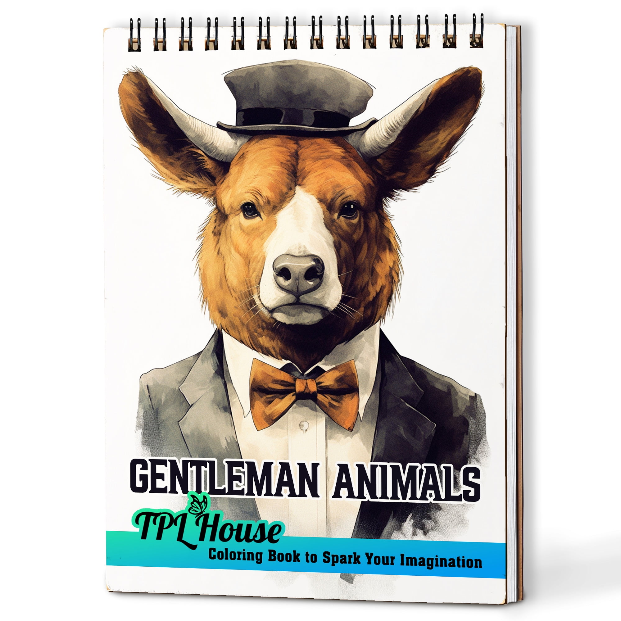 TPLHOUSE Gentleman Animals Coloring Book Spiral Bound for Adults, A5 ...