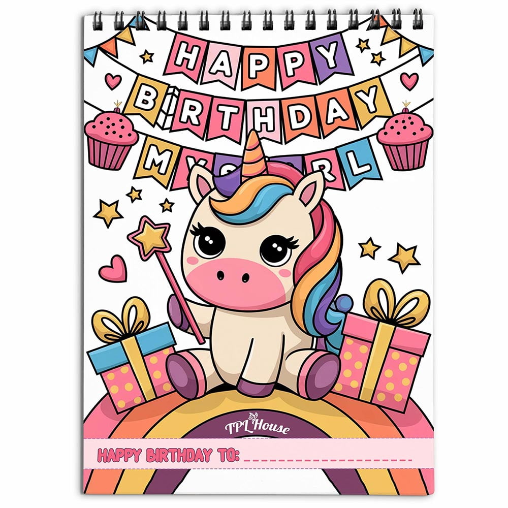 TPLHOUSE Happy Birthday My Girl Spiral Coloring Book for Girl ...