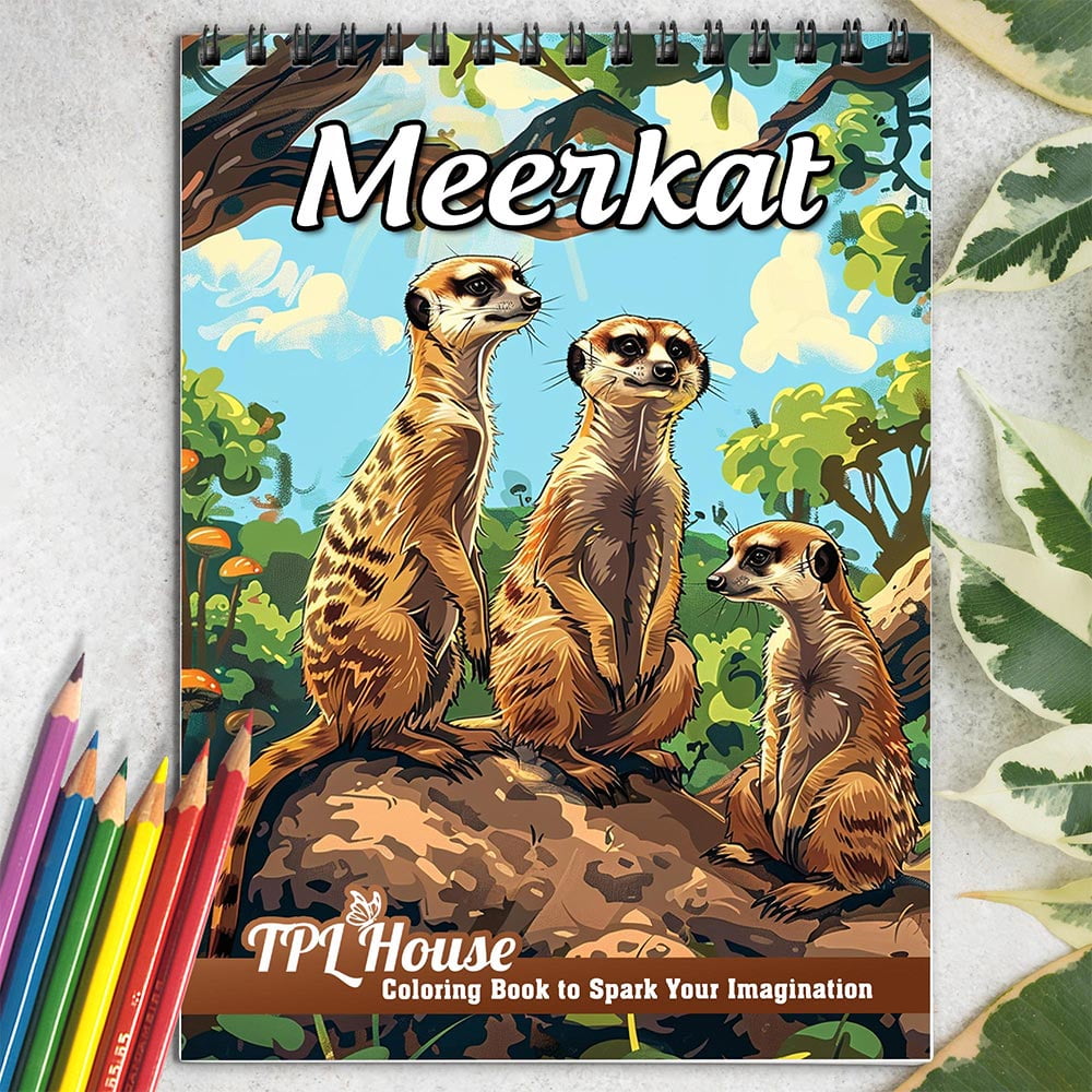 TPLHOUSE Meerkat Coloring Book for Adults, Spiral Bound, Soft Cover ...