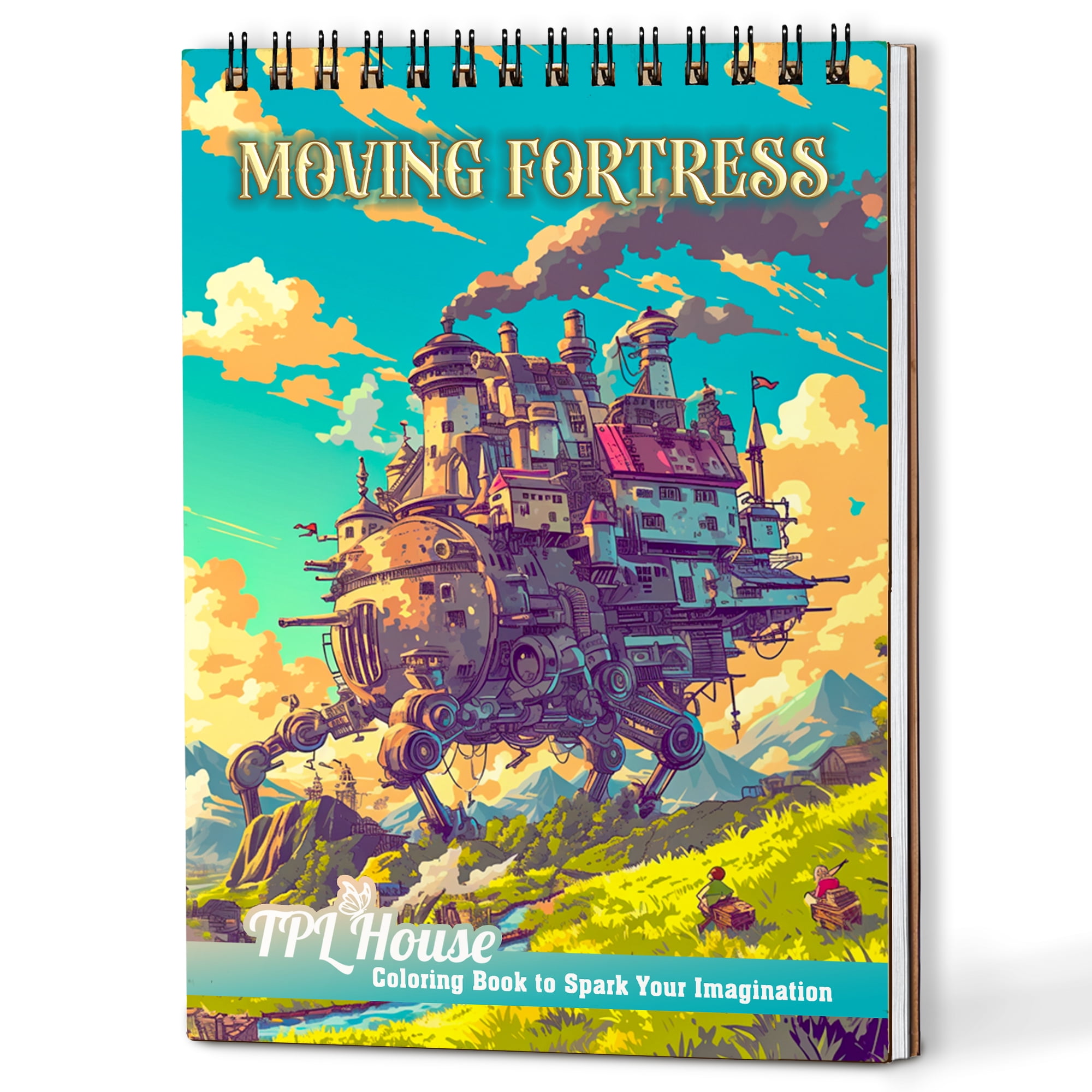 TPLHOUSE Moving Fortress Coloring Book Spiral Bound for Adults, A5 ...
