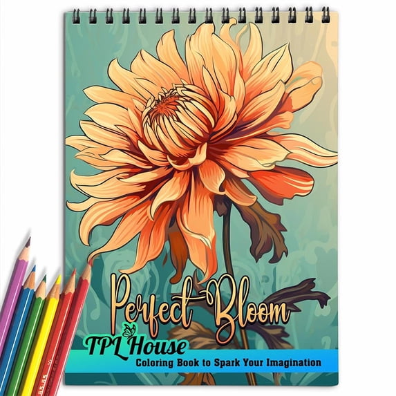 TPLHOUSE Perfect Bloom Coloring Book for Adult, Spiral Bound, Soft ...