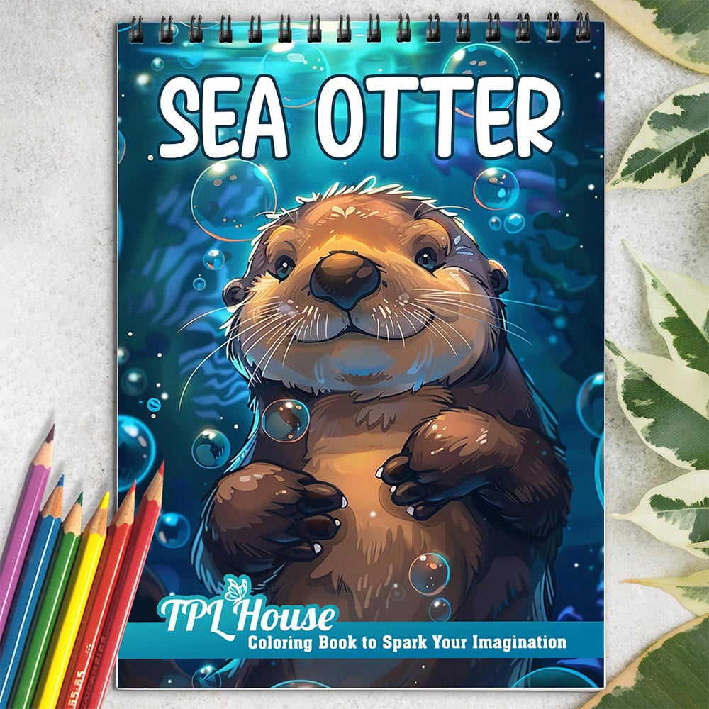 TPLHOUSE Sea Otter Coloring Book for Adults, Spiral Bound, Soft Cover ...