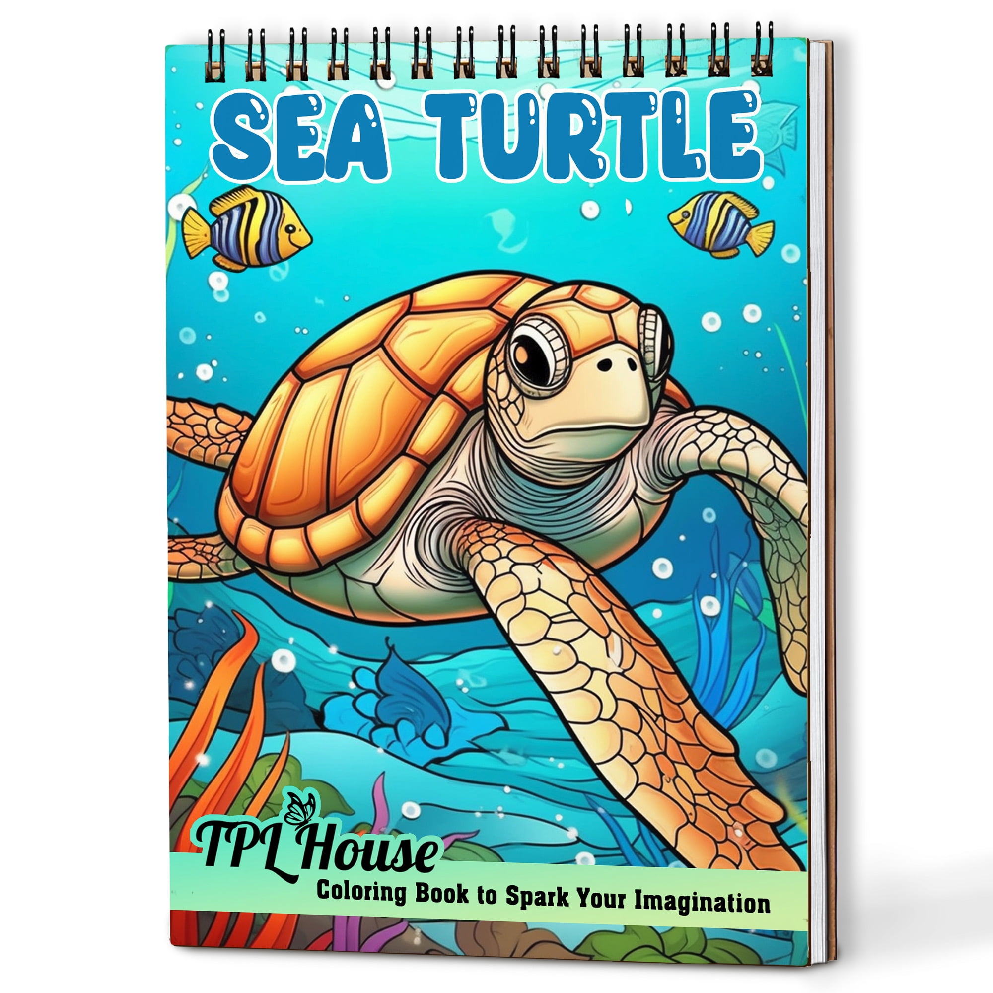 TPLHOUSE Sea Turtle Coloring Book Spiral Bound for Adults, A5 Wooden ...