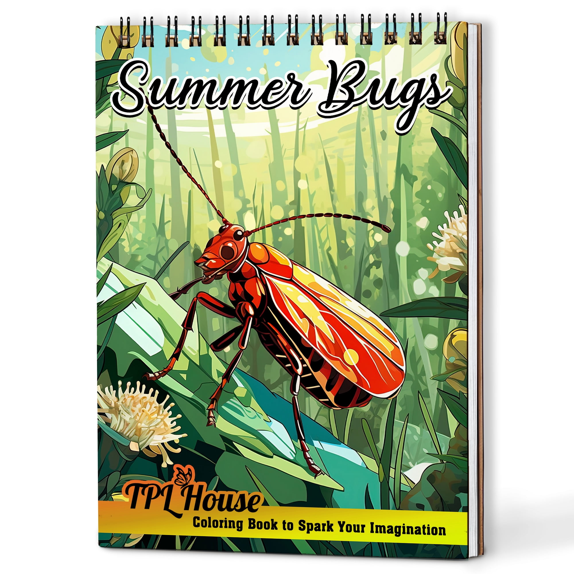 TPLHOUSE Summer Bugs Coloring Book Spiral Bound for Adults, A5 Wooden ...