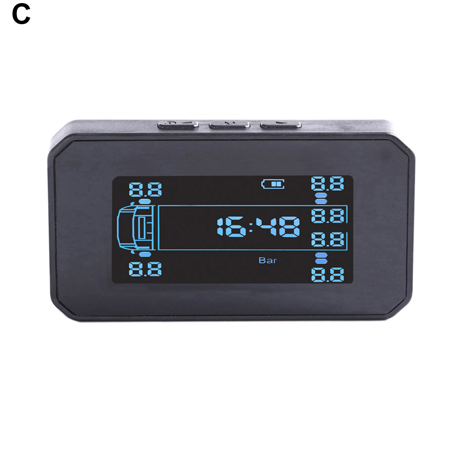 TPMS Monitor Real-time Clock Display 8/12/15 Bar Portable Solar Power ...
