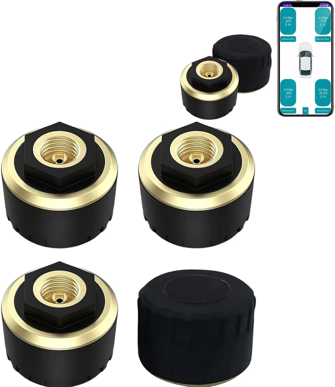 TPMS Wireless Bluetooth Tire Pressure Monitor for Cars Bikes ...