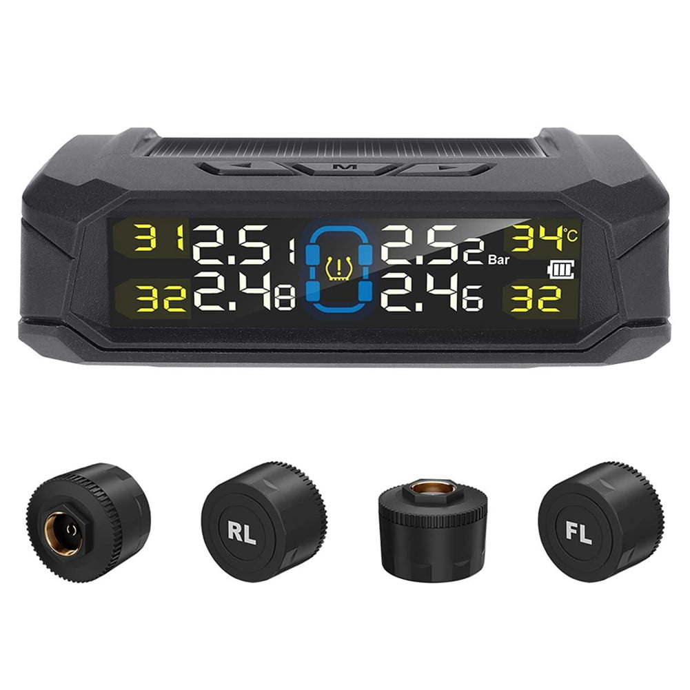 TPMS Wireless Car Tire Pressure Detector Solar Energy Car Tire Pressure ...
