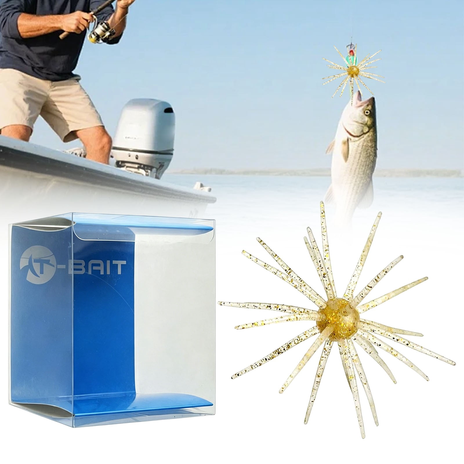 TPR Soft Floating Lure, 4.33" Tentacle Sea Urchin Bait, Bass Fishing ...