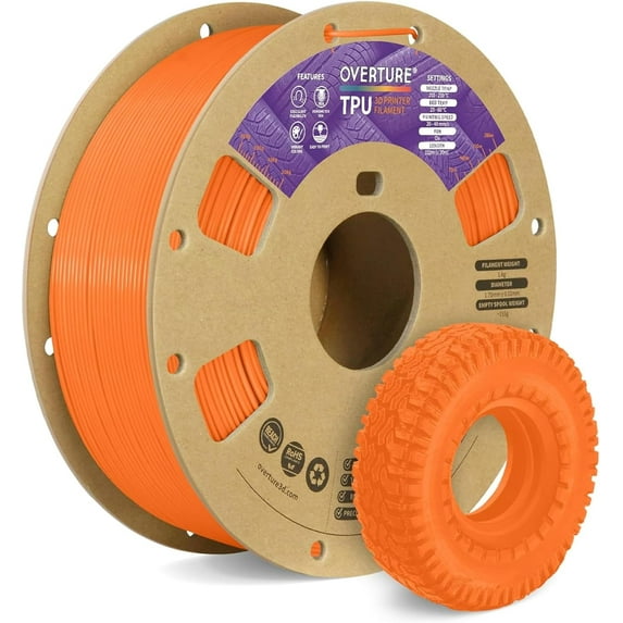 TPU Filament 1.75mm Flexible Roll, 95A Soft 3D Printer Filament, 1kg ...