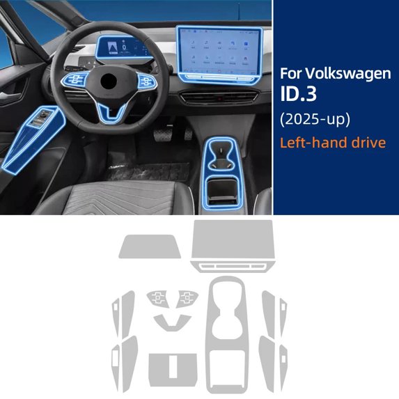 TPU Film for VW Volkswagen ID.3 2025 Center Console Panel Navigation ...