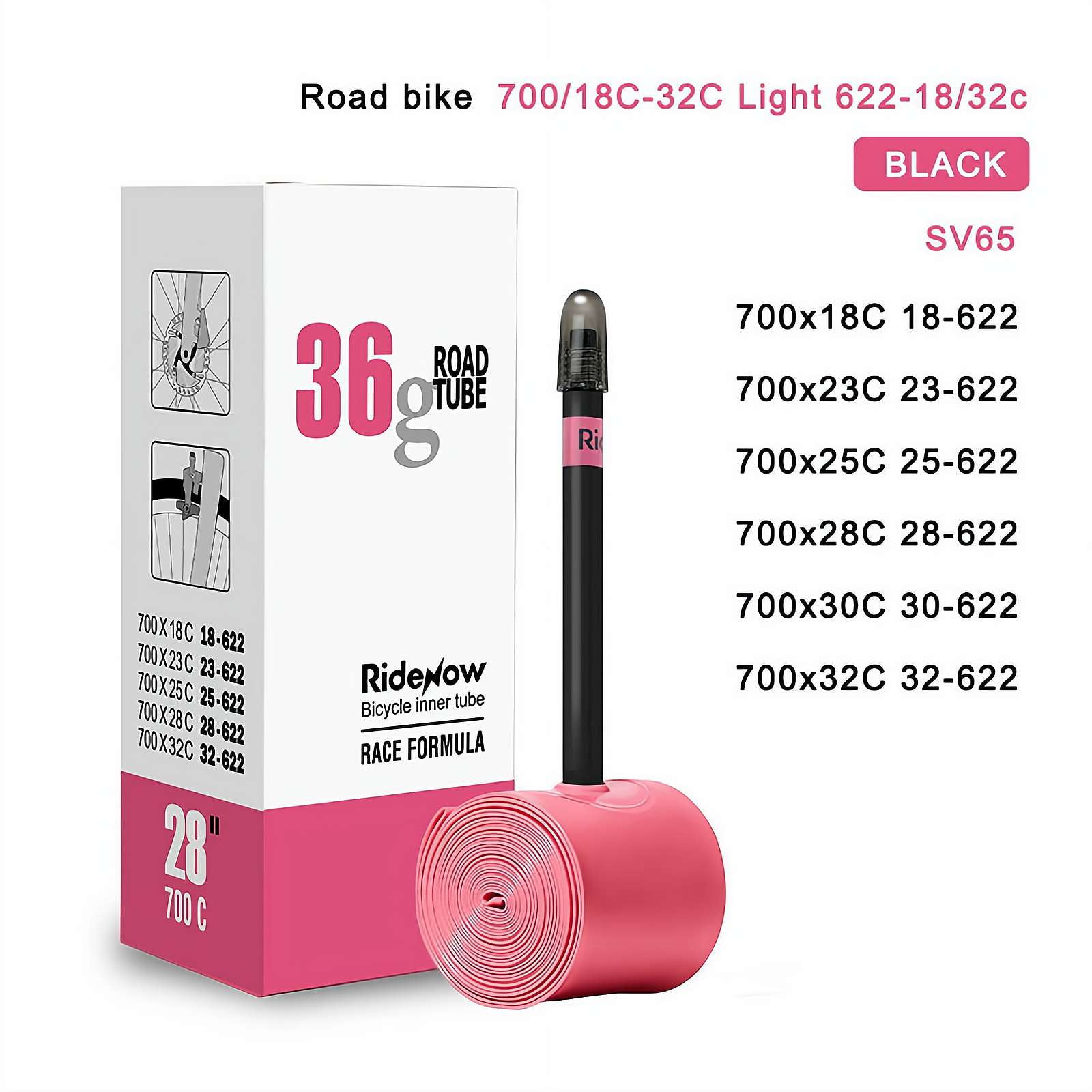 TPU Inner Tubes -Light 700 x 18-32c with 45mm/65mm/85mm Presta Valves and Metal Presta Valve ...