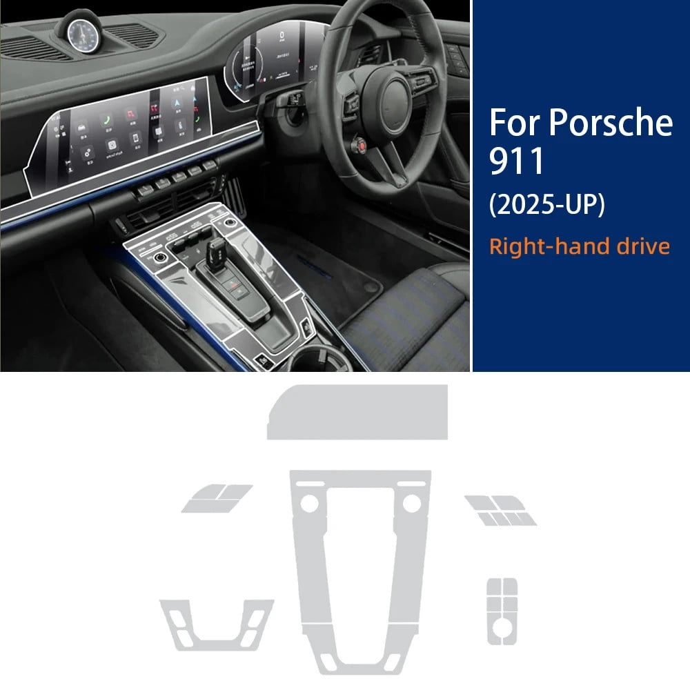 TPU Interior Film for Porsche 911 2025 Car Gearbox Panel Dashboard Anti ...