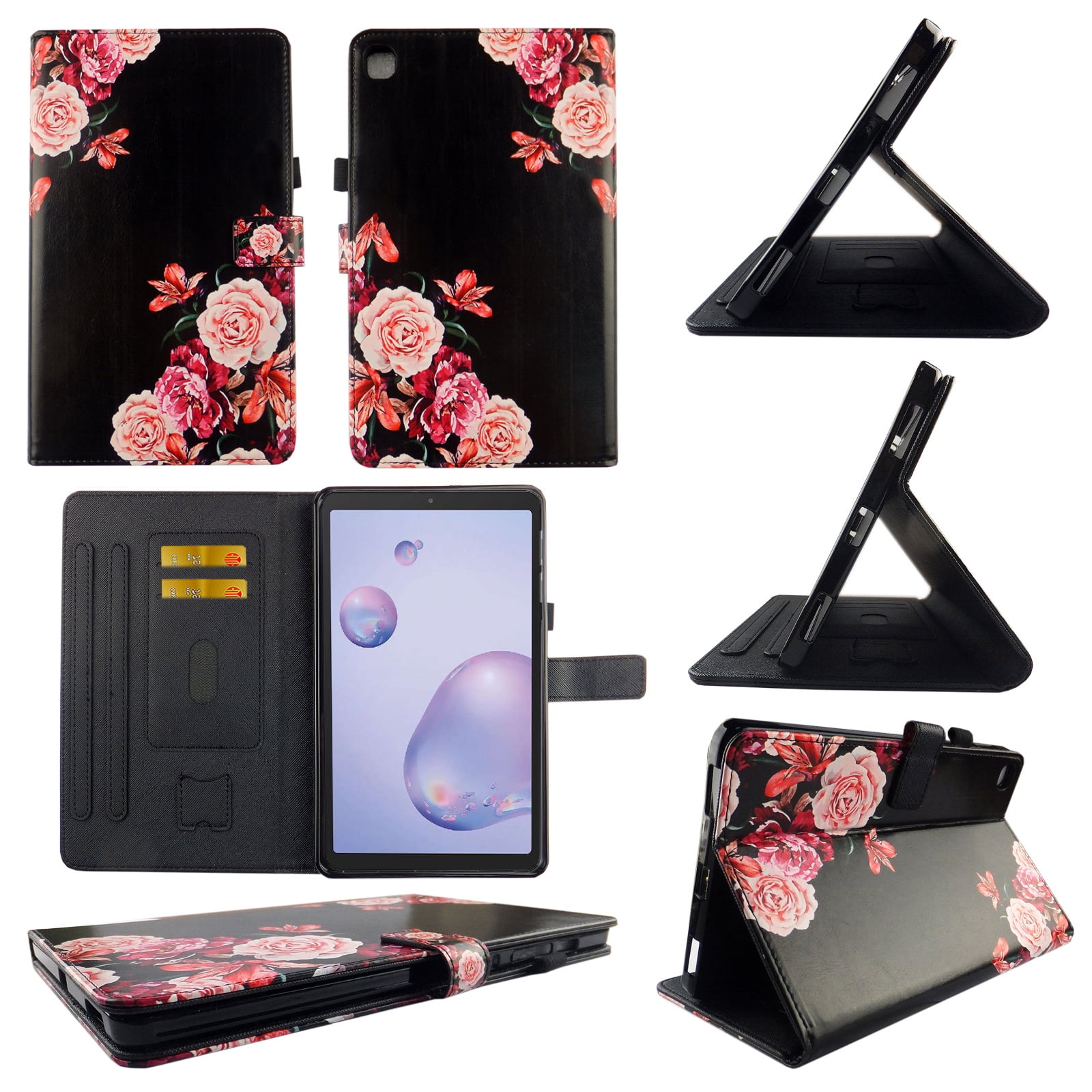 TPU Shell Case for Lenovo Smart Tab M8 (TB-8505FS) Black Flower Slim PU ...