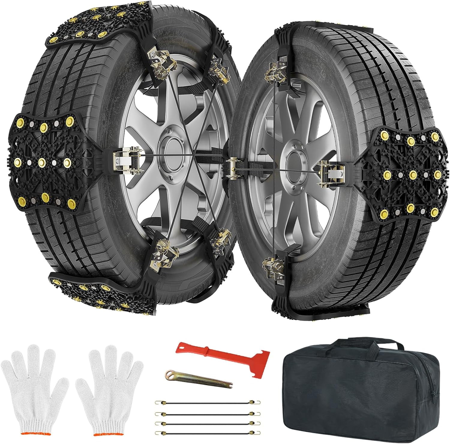 TPU Snow Chains for Car, 10 Pack Upgraded Car Tire Chains, Adjustable ...
