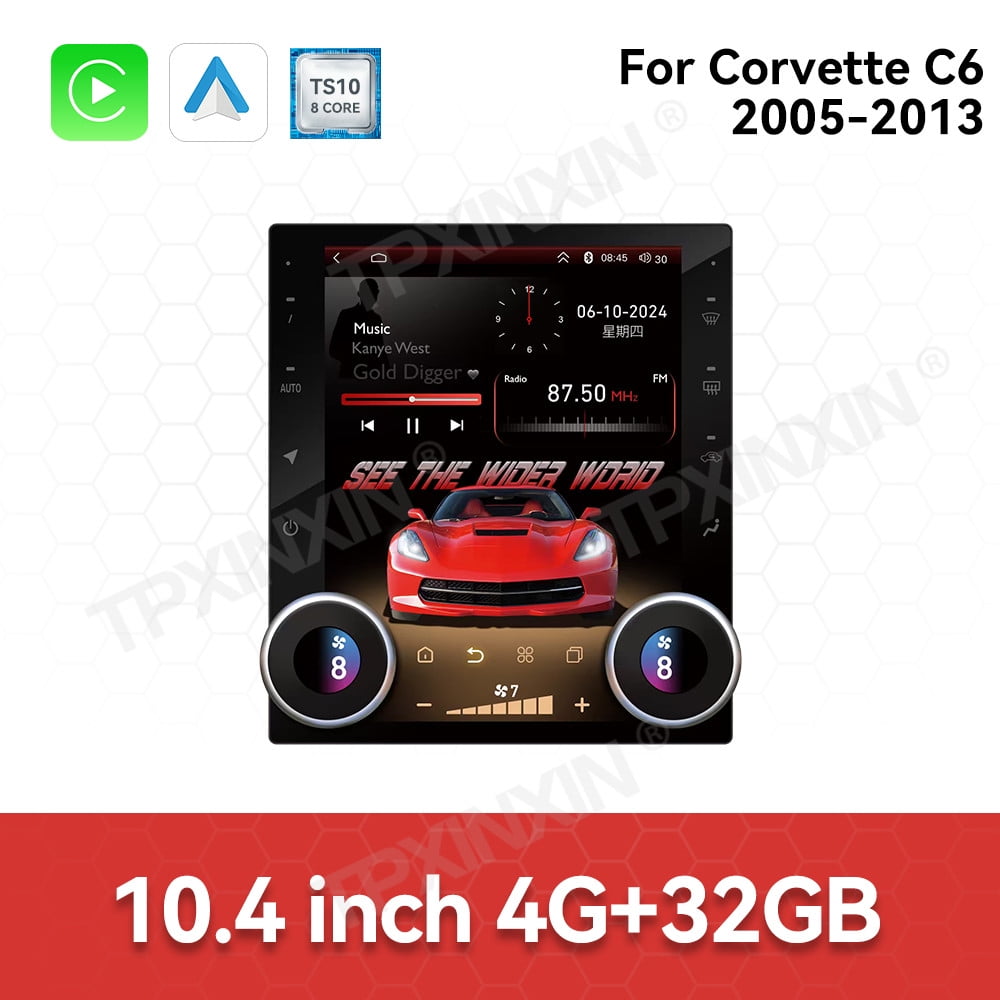 TPXINXIN 10.4 Inch Multimedia Player For Corvette C6 2005-2013 Car ...