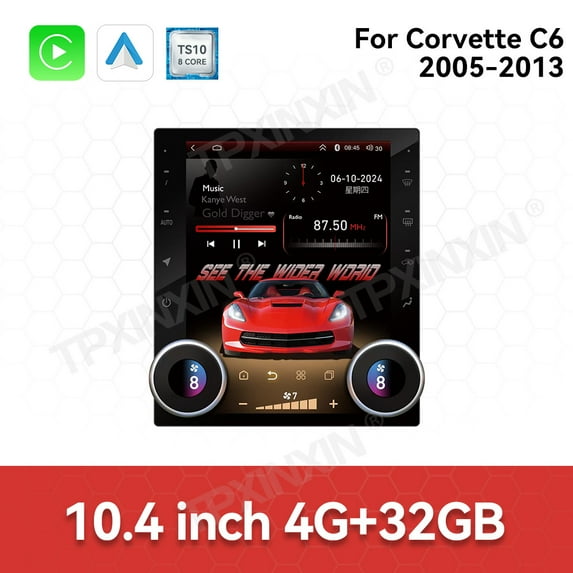 TPXINXIN 10.4 Inch Multimedia Player For Corvette C6 2005-2013 Car ...