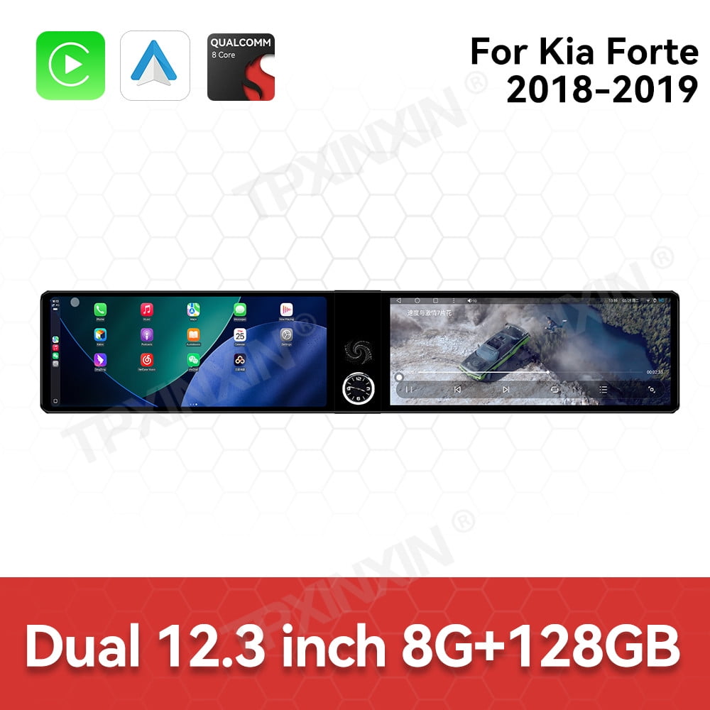 TPXINXIN Dual 12.3 inch for KIA Forte 2018-2019 GPS Navigation Android ...