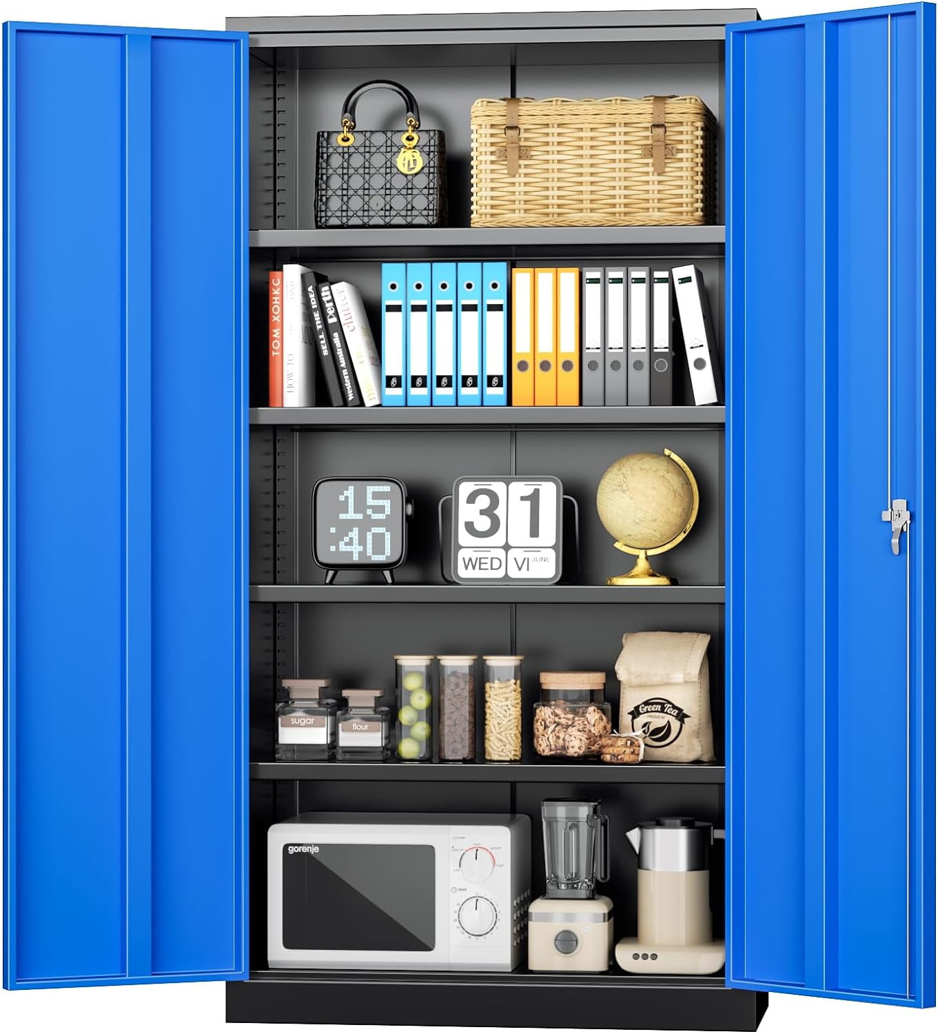 TPYUVNH Storage Cabinet 72\u201D Steel Locking Closet with Doors and 4 ...