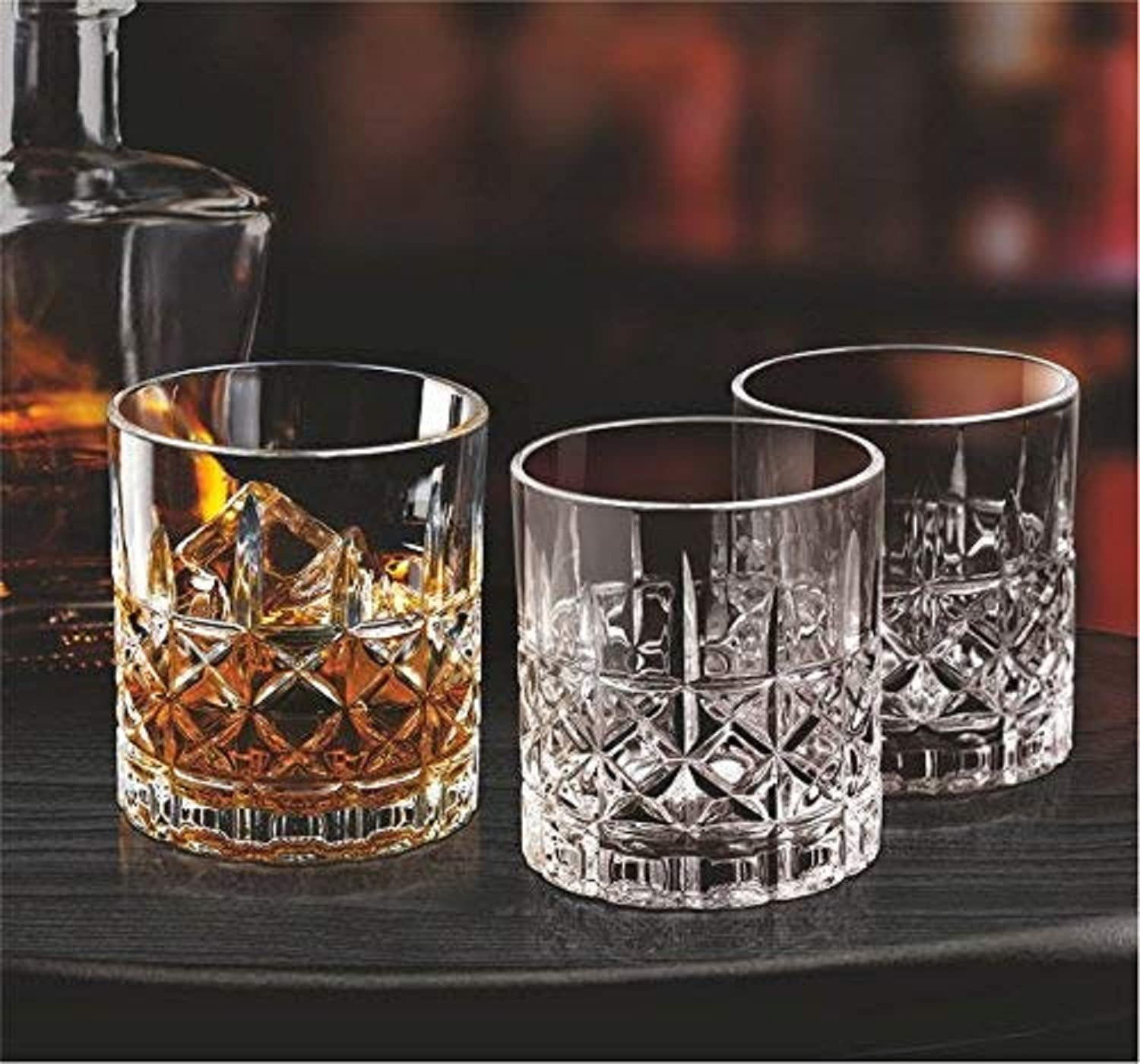 TQG Italian Premium Crystal Old Fashioned Whiskey Glasses Set of 4 300 ml Unique Bourbon Glass ...