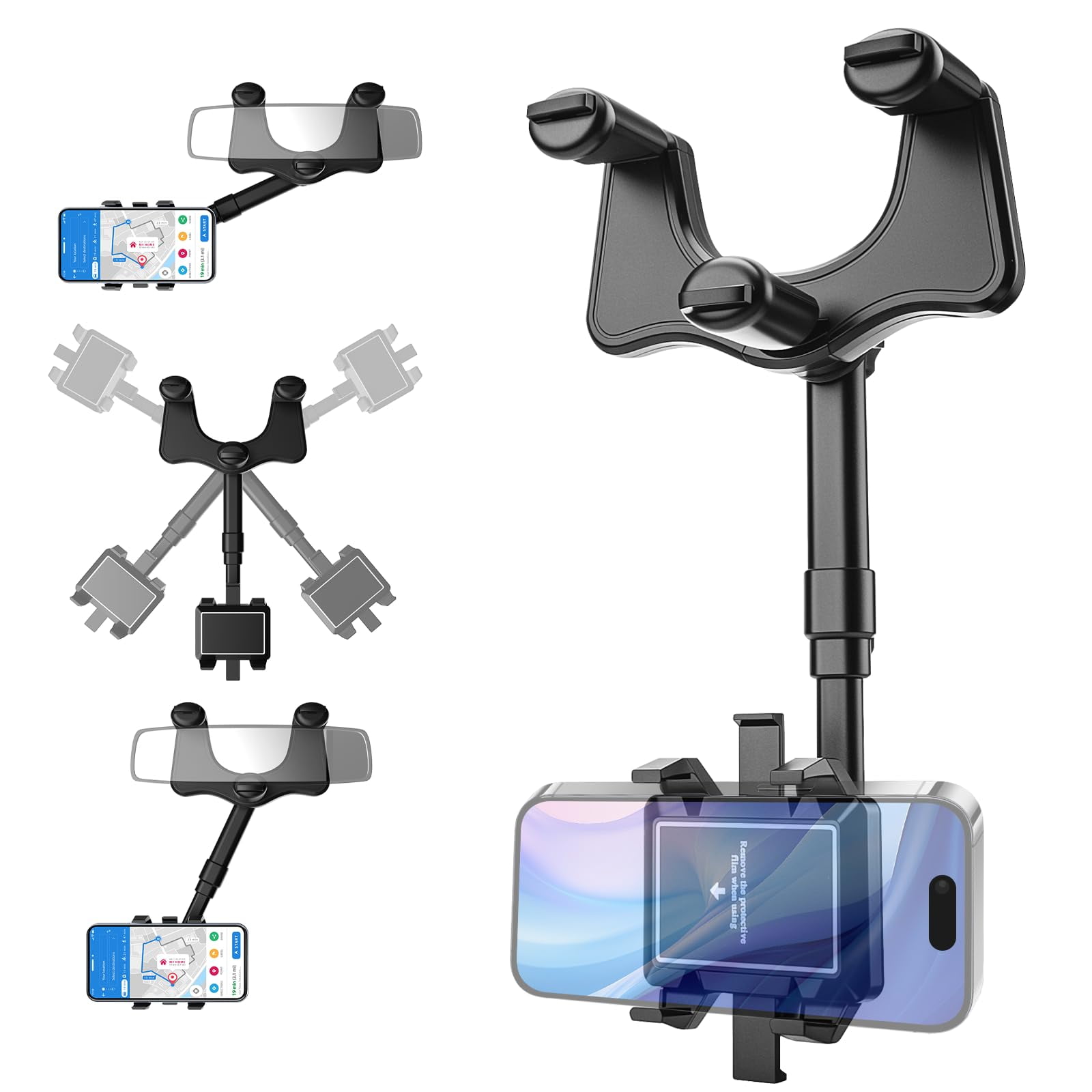 TQRR Car Rear View Mirror Phone Holder, Phone for Your Car with ...