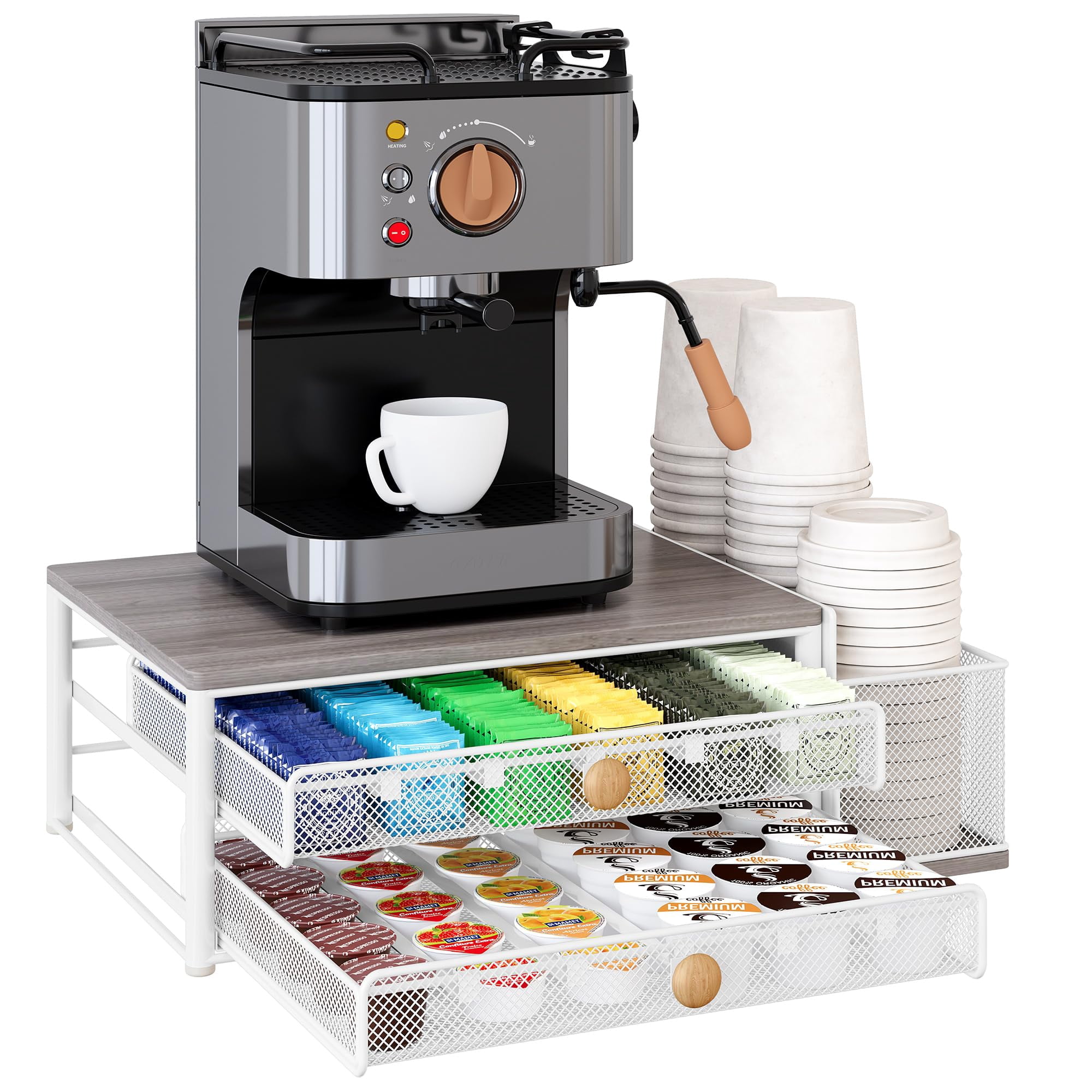 TQVAI K Cup Holder - 60 Capsule Capacity Pull Out Coffee Pods Drawer ...