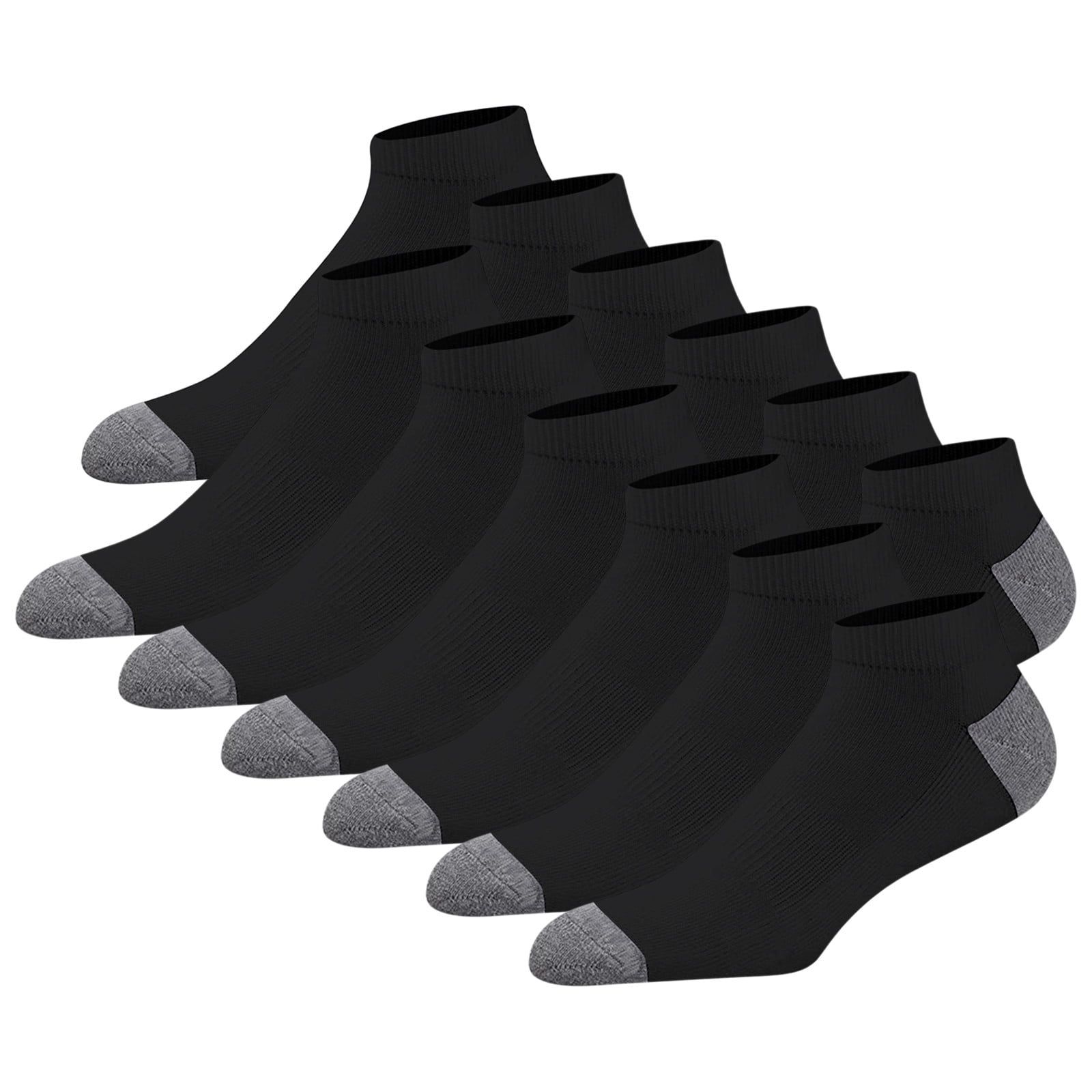 TQWQT 12 Pack Mens Cushioned Ankle Socks, Low Cut Breathable Casual ...