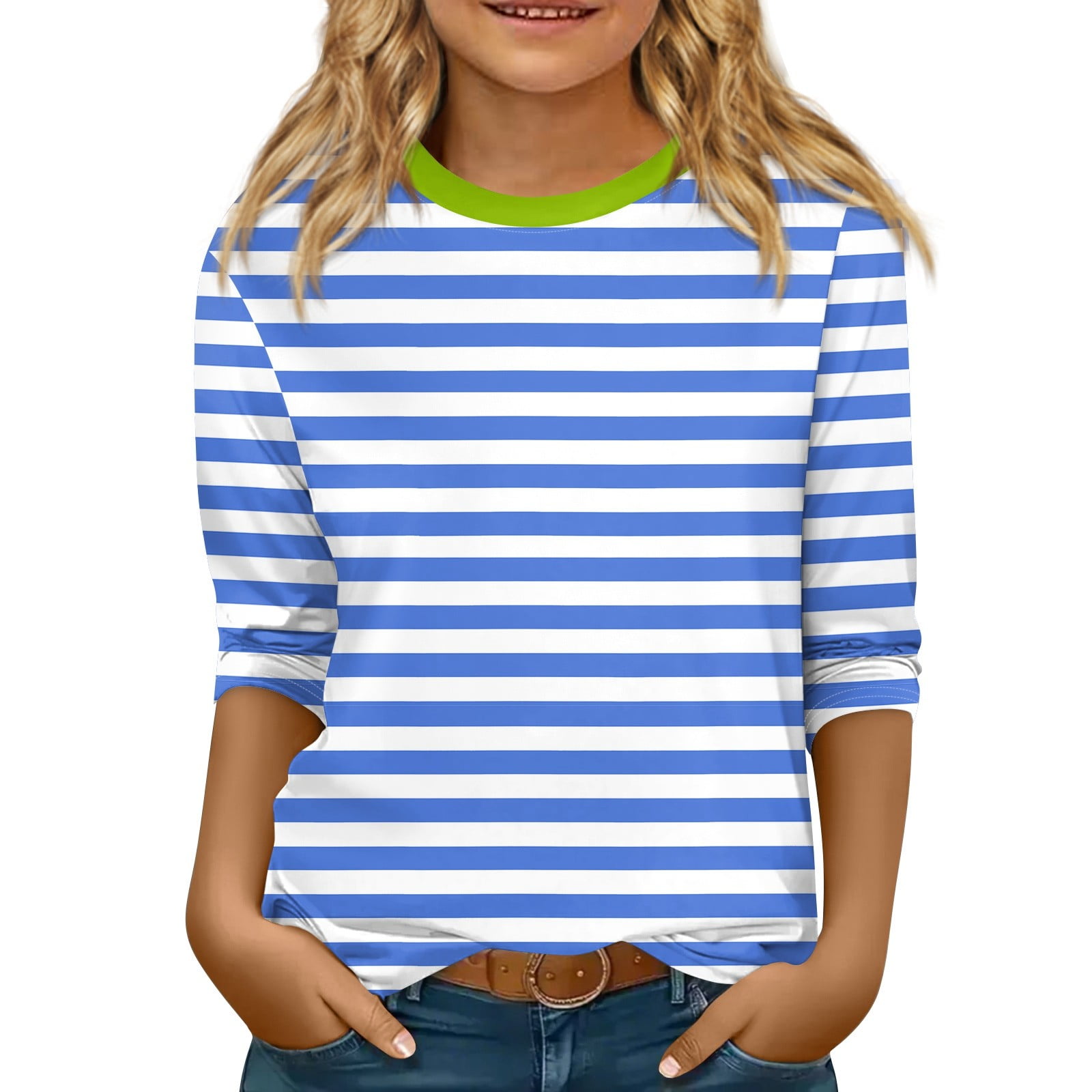 TQWQT 3/4 Sleeve Shirts for Girls Fall Trendy Girls Tops Size 10-12 Kids Crew Neck Tee Shirt ...