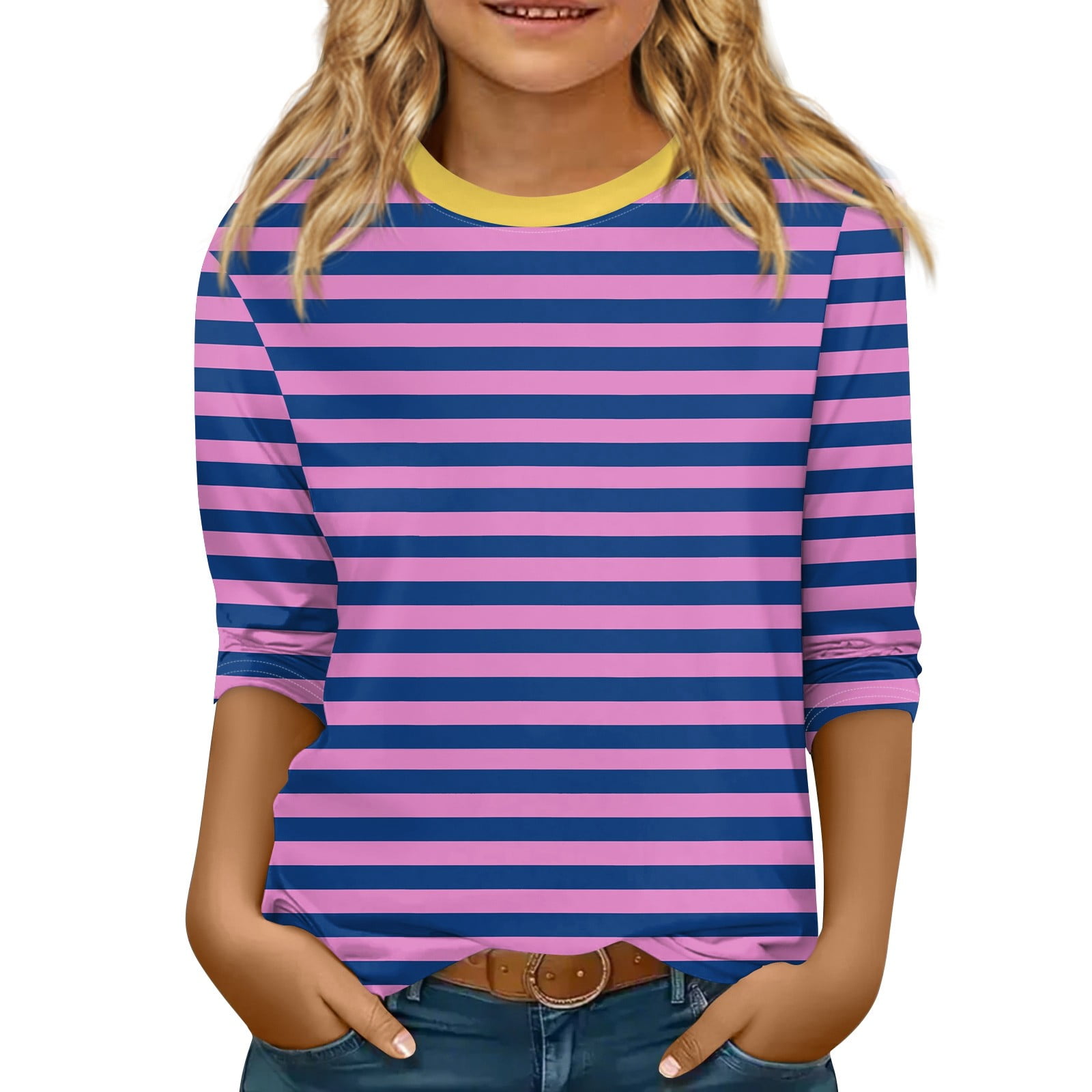 TQWQT 3/4 Sleeve Shirts for Girls Size 10-12 Striped Girls Tops Tween ...