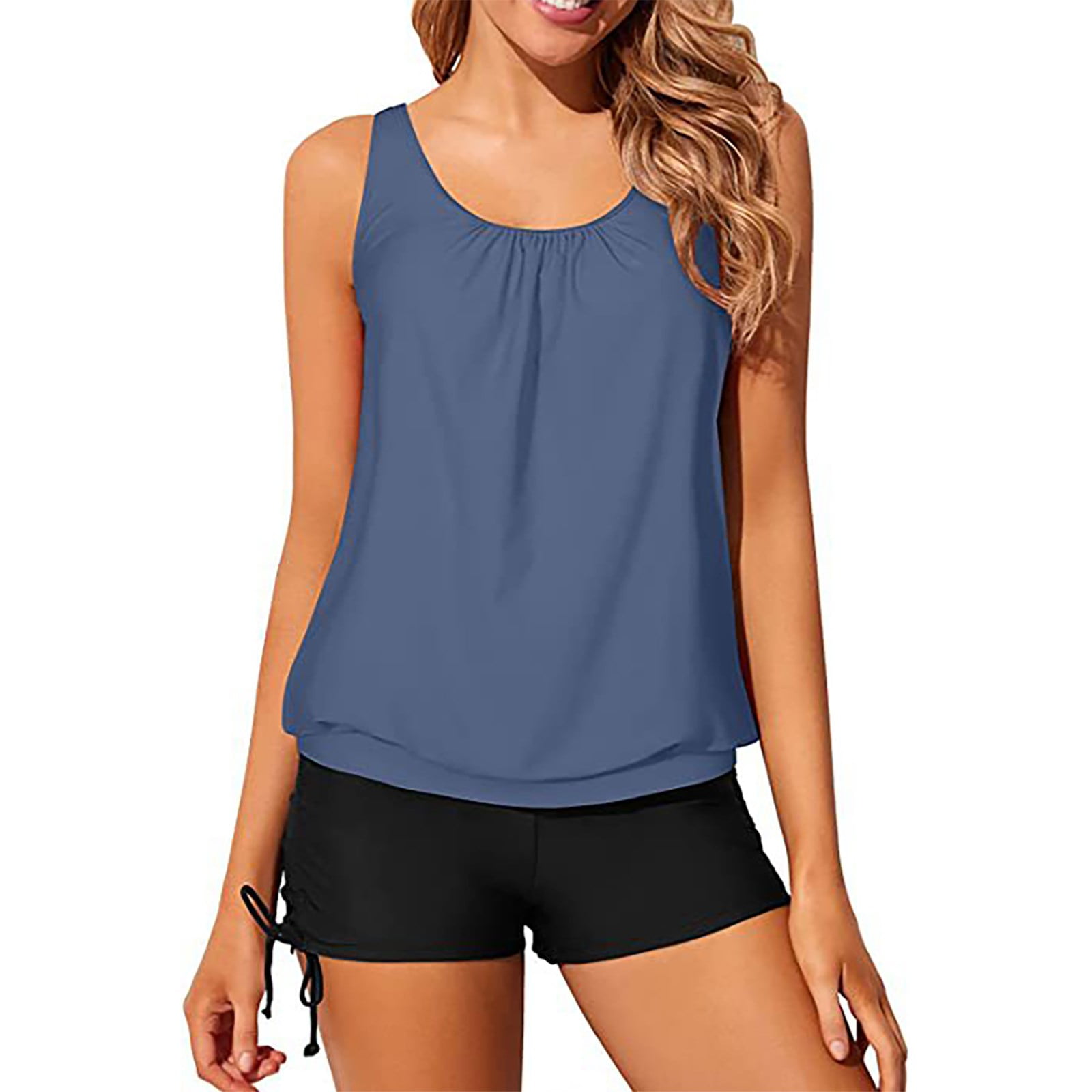 TQWQT Blouson Tankini Swimsuits for Women with Shorts Strappy Bathing ...
