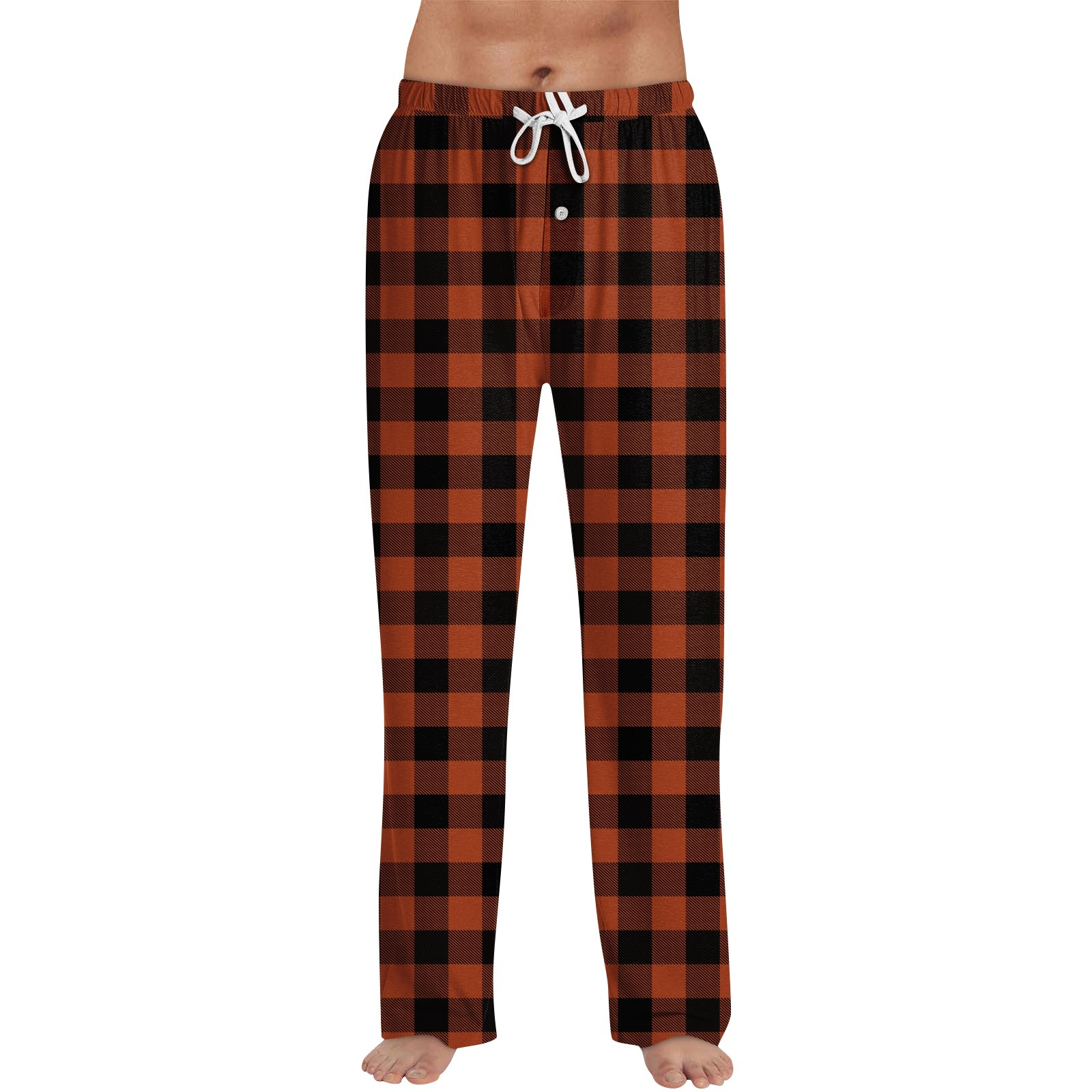 TQWQT Brown Plaid Pants Women Plaid Comfy Pj Pants Wide Leg Christmas ...