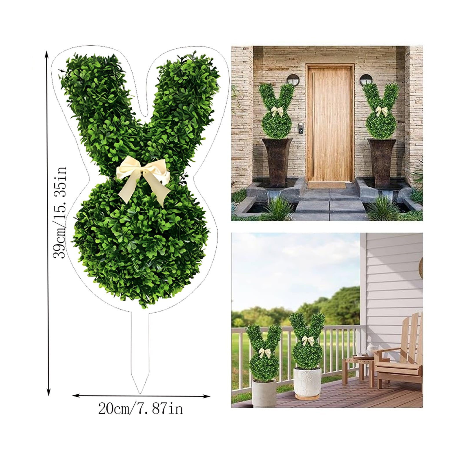 TQWQT Bunny Topiary Outdoor, 15inch Acrylic Easter Bunny Shaped Topiary ...