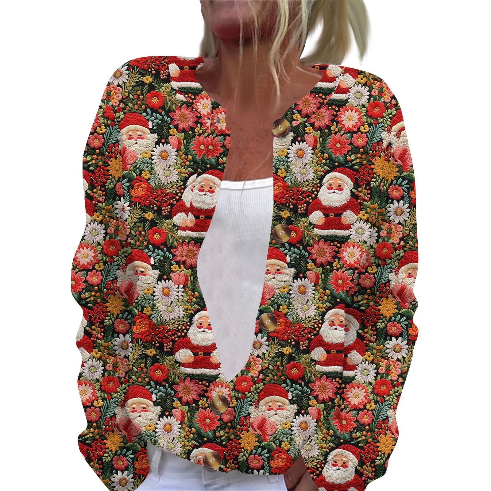 TQWQT Cardigans for Women Plus Size Open Front Ugly Christmas Cardigan ...