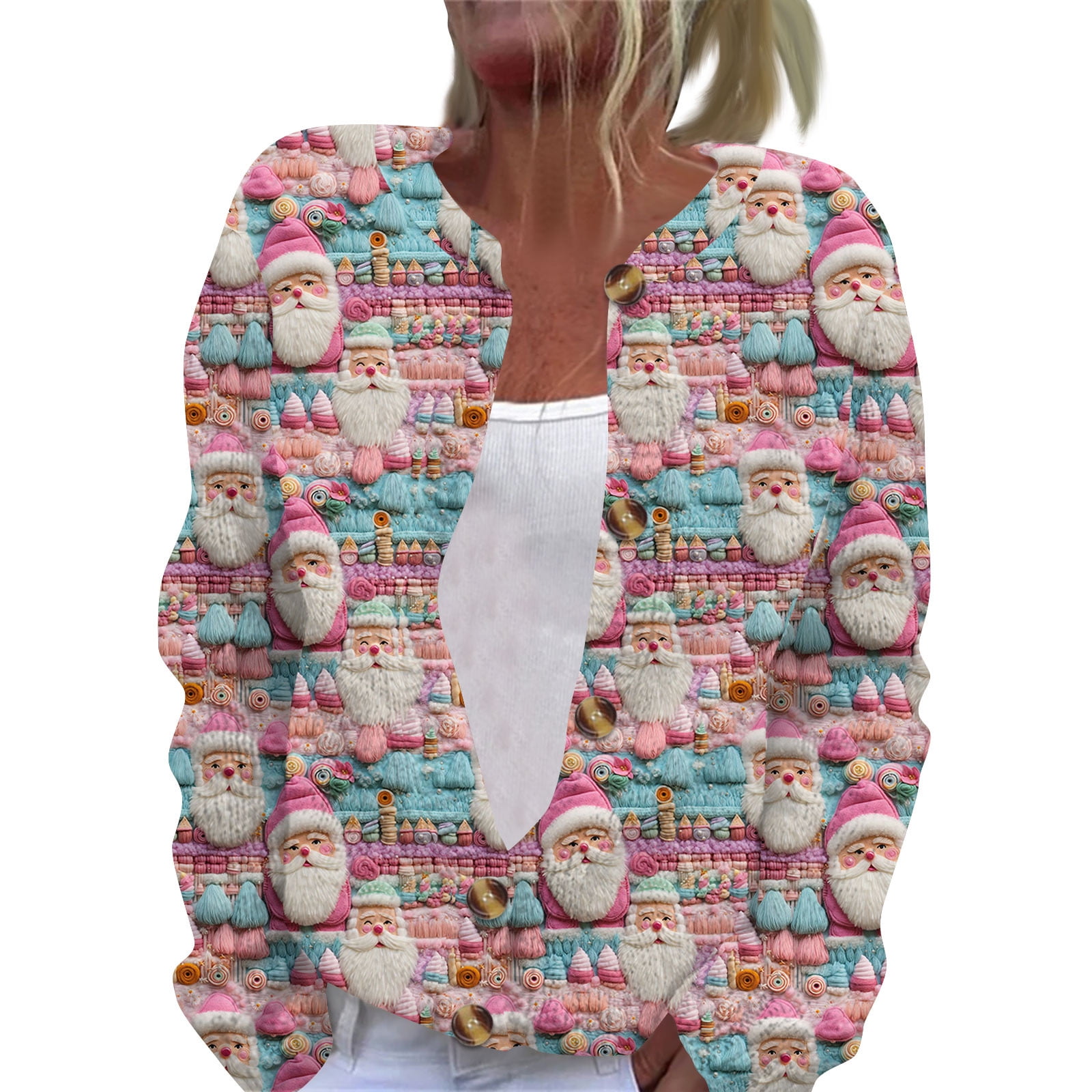 TQWQT Cardigans for Women Plus Size Open Front Ugly Christmas Cardigan ...