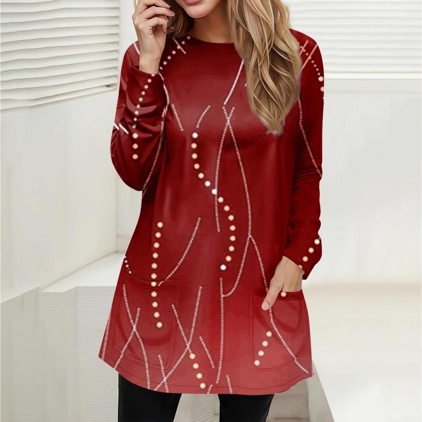 Tqwqt Christmas Blouses For Women 2023 Tunic Sweaters To Wear With Leggings 2023 Fall Long