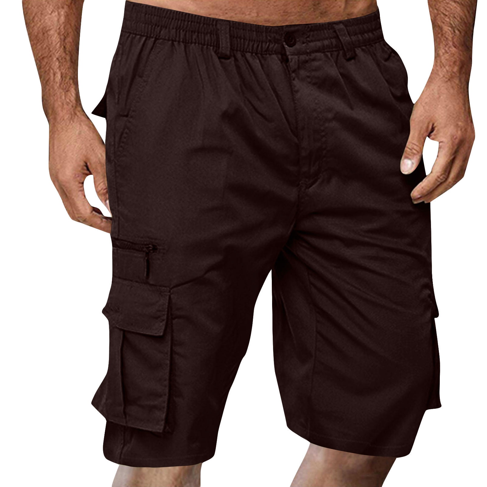 TQWQT Coffee Shorts Men Big and Tall Casual Cargo Shorts Knee Length ...