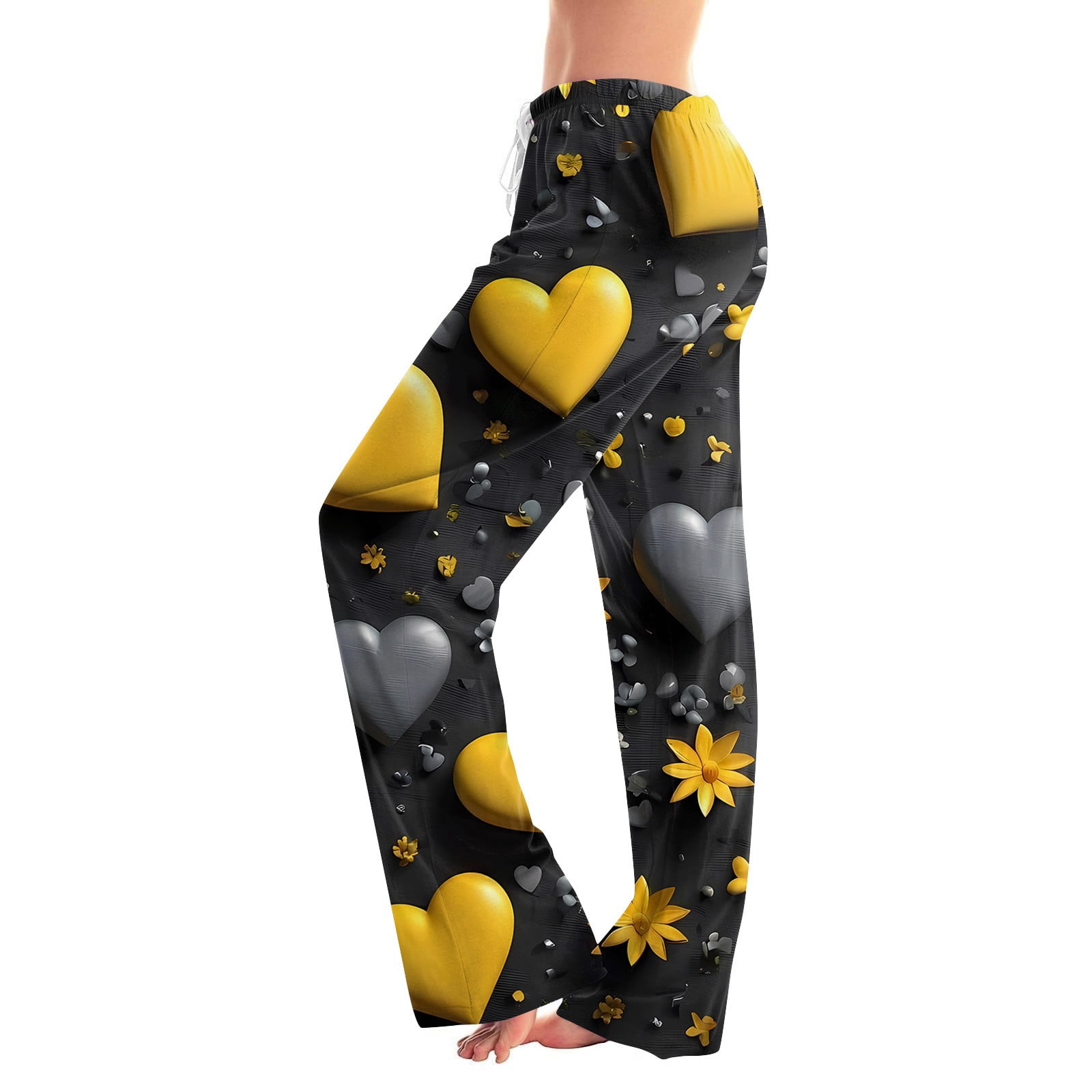 TQWQT Couple Pajamas Women 2024 Lounge Wide Leg Heart Print Valentines ...