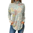 TQWQT Cowl Neck Tops for Women Plus Size Floral Printed T Shirts ...