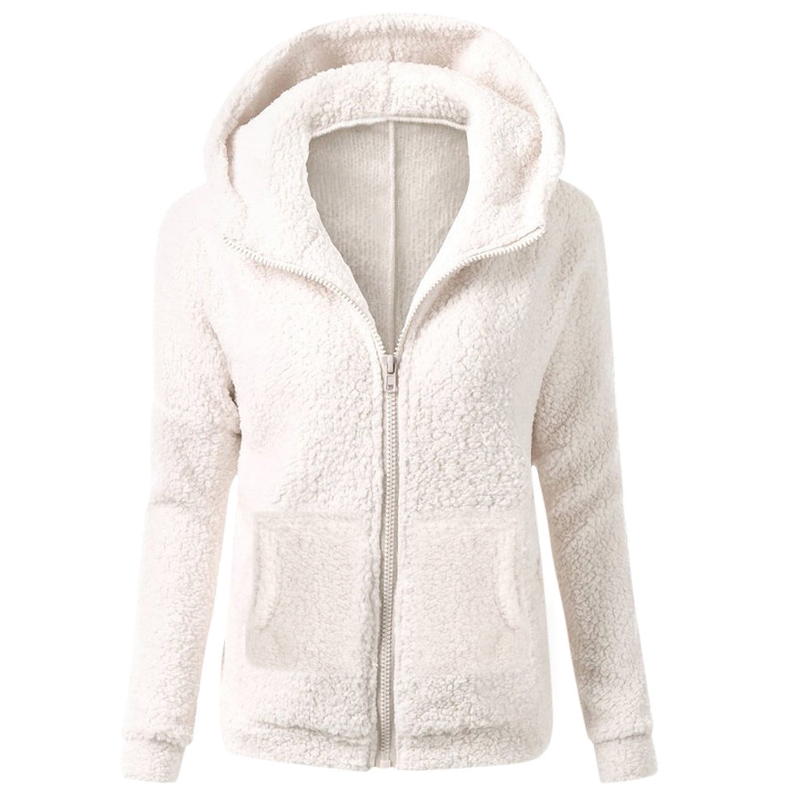 TQWQT Fleece Jacket Women with Hood Plus Size Full Zip Long Sleeve ...