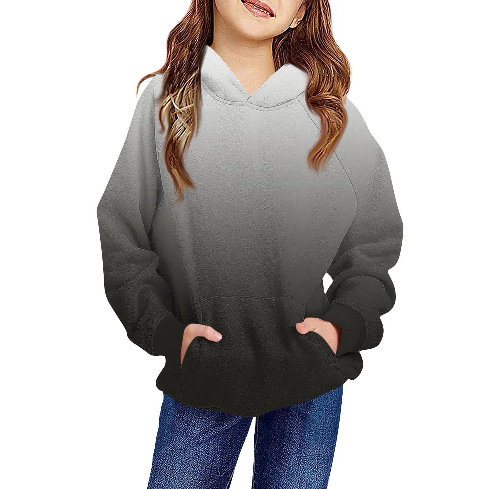 TQWQT Girl's Dark Gray Hoodie Size 10-12 Long Sleeve Trendy Tween Girl ...