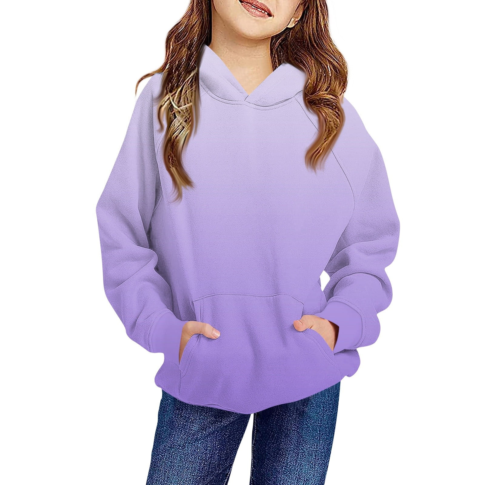 TQWQT Girl's Light Purple Hoodie Oversized Cute Sweatshirts Long Sleeve ...