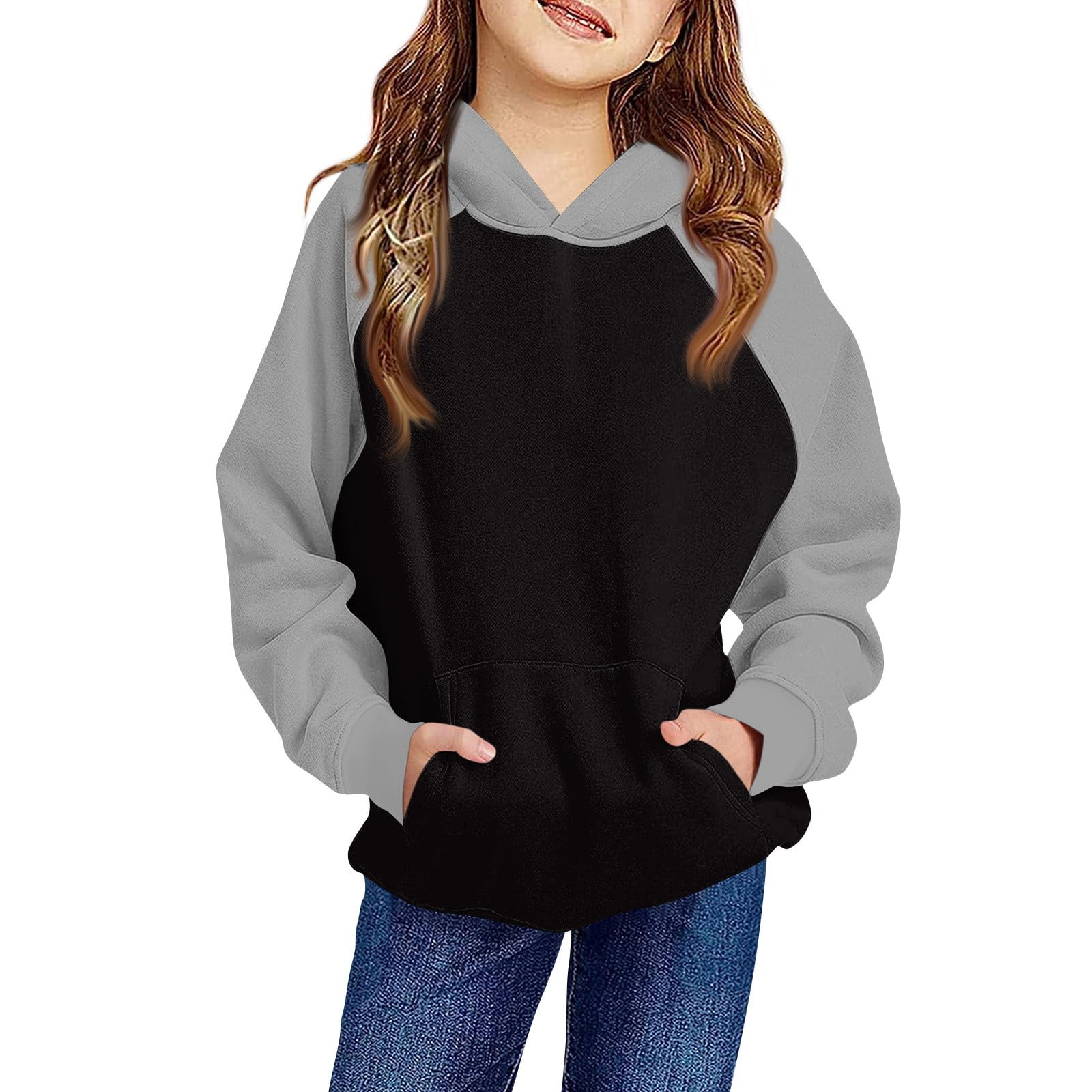 TQWQT Girl's Size 10-12 Black Hoodie Oversized Cute Black Hoodies Long ...