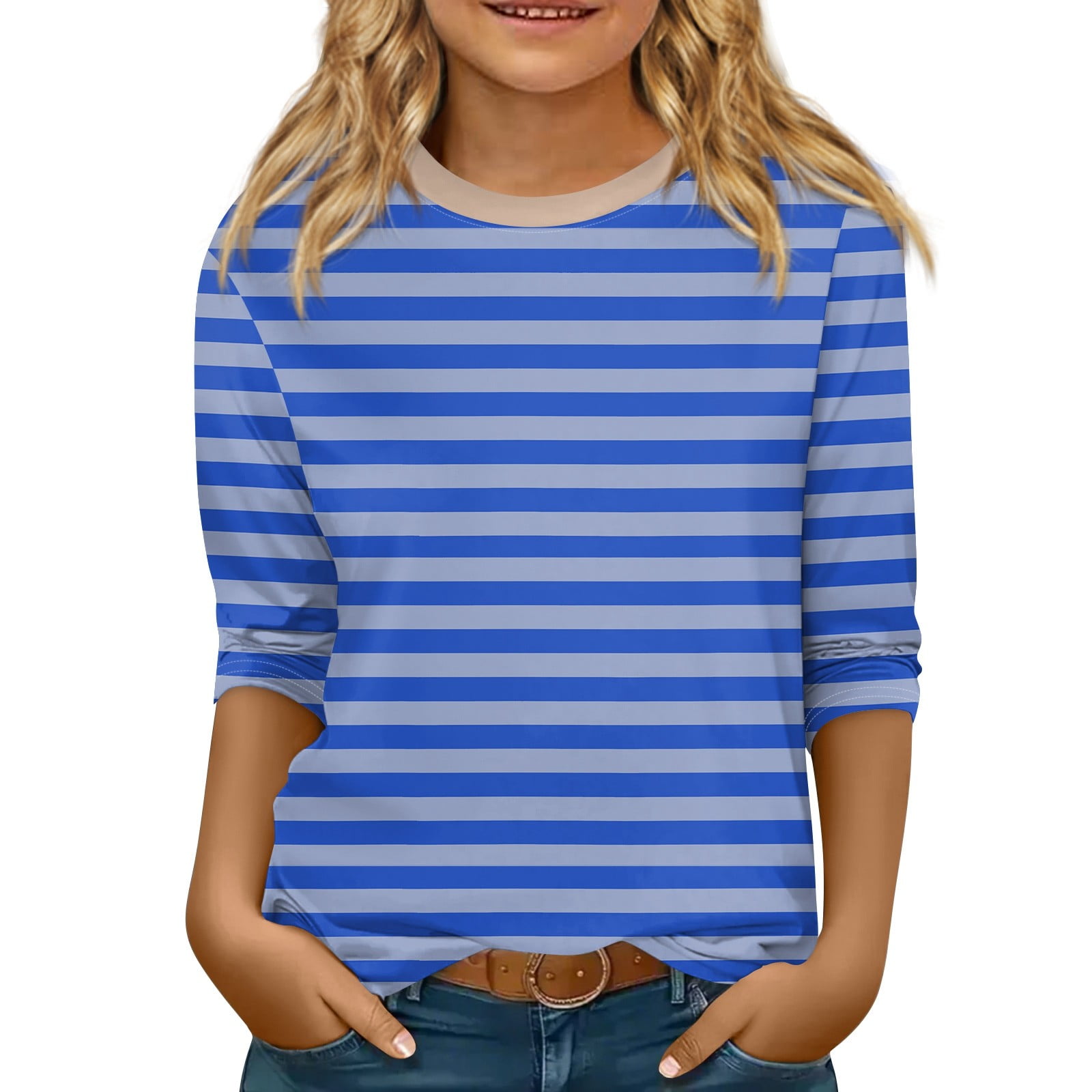 TQWQT Girls 3/4 Sleeve Shirts Fall Trendy Striped Shirts Size 10-12 ...