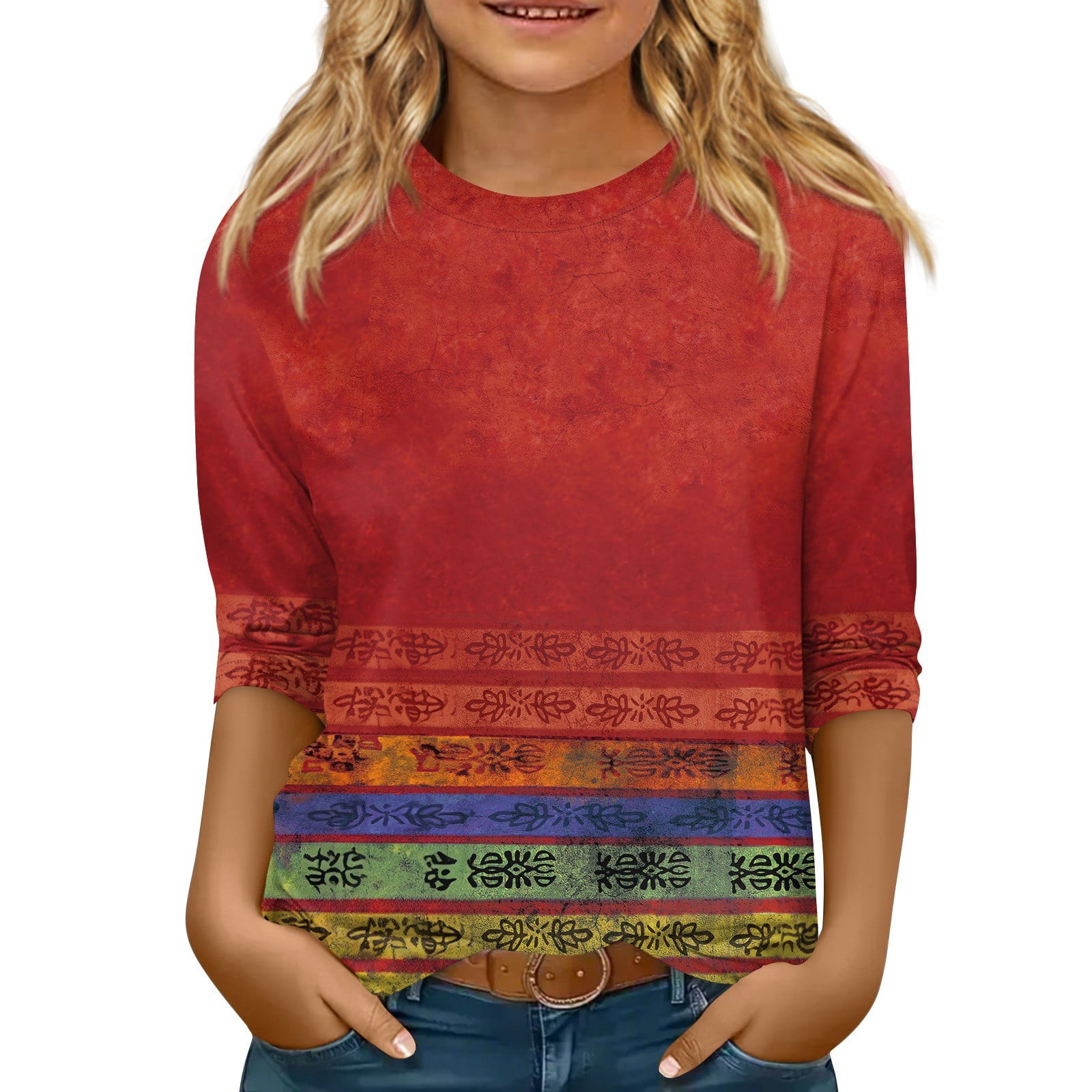 TQWQT Girls 3/4 Sleeve Shirts Floral Girls Tops Size 10-12 Fall Cute ...
