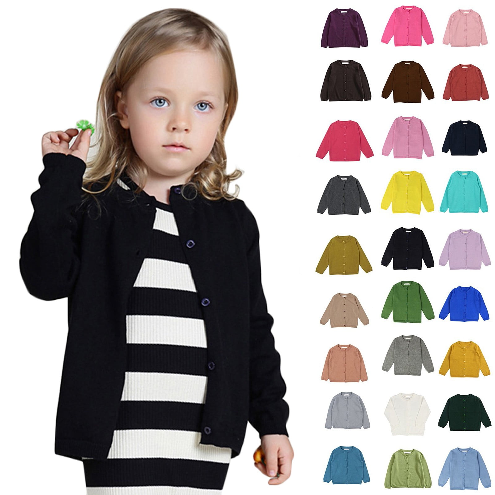 TQWQT Girls Crewneck Cardigan Fall Basic Open Fron Cardigans Long ...