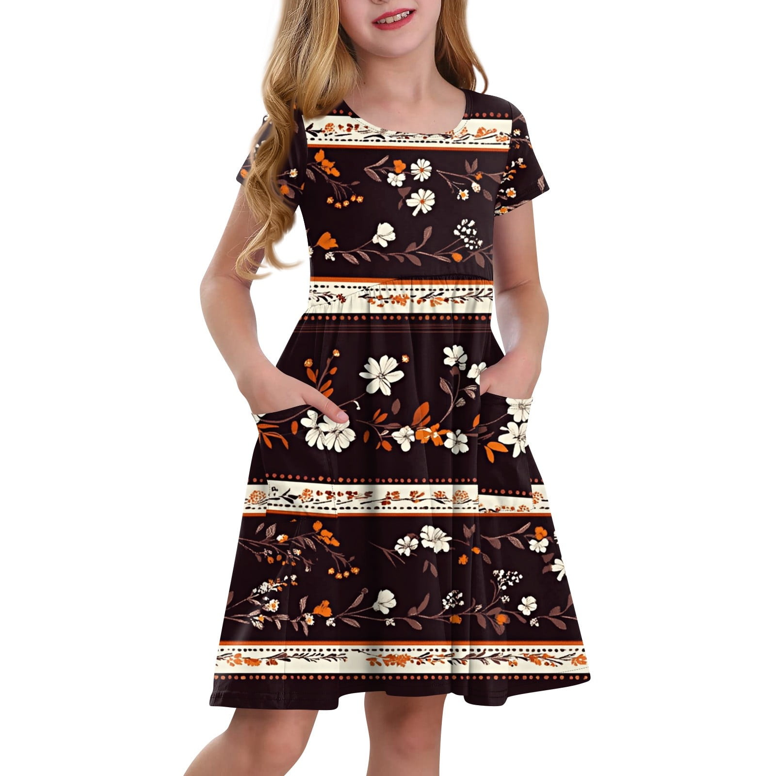 TQWQT Girls Dresses Size 10-12 Short Sleeve Dress Summer Cute ...