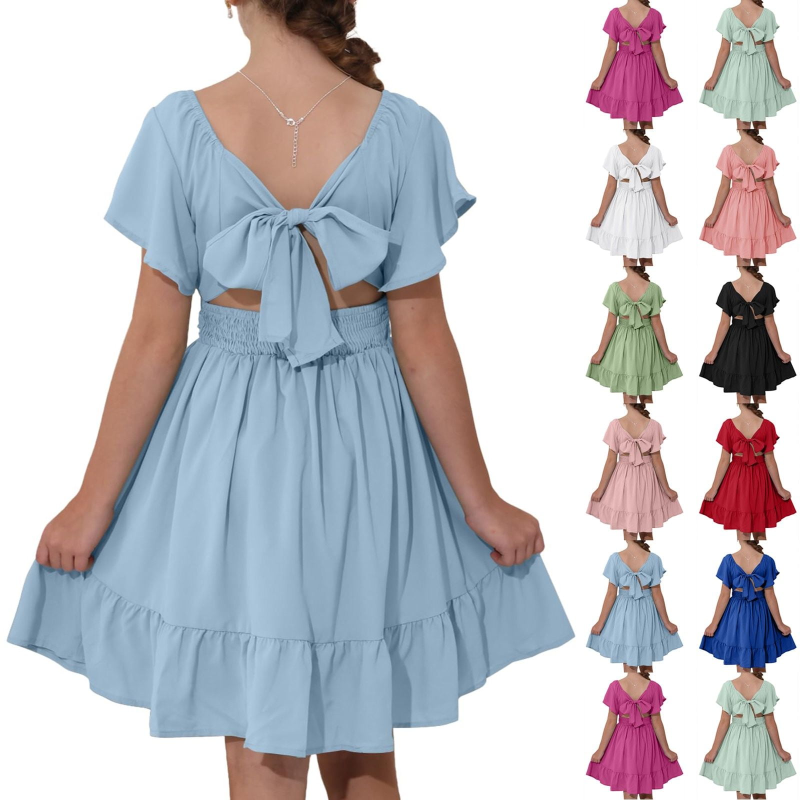 TQWQT Girls Dresses Size Hot Pink Basic Tween Girls Clothes Summer Kids ...